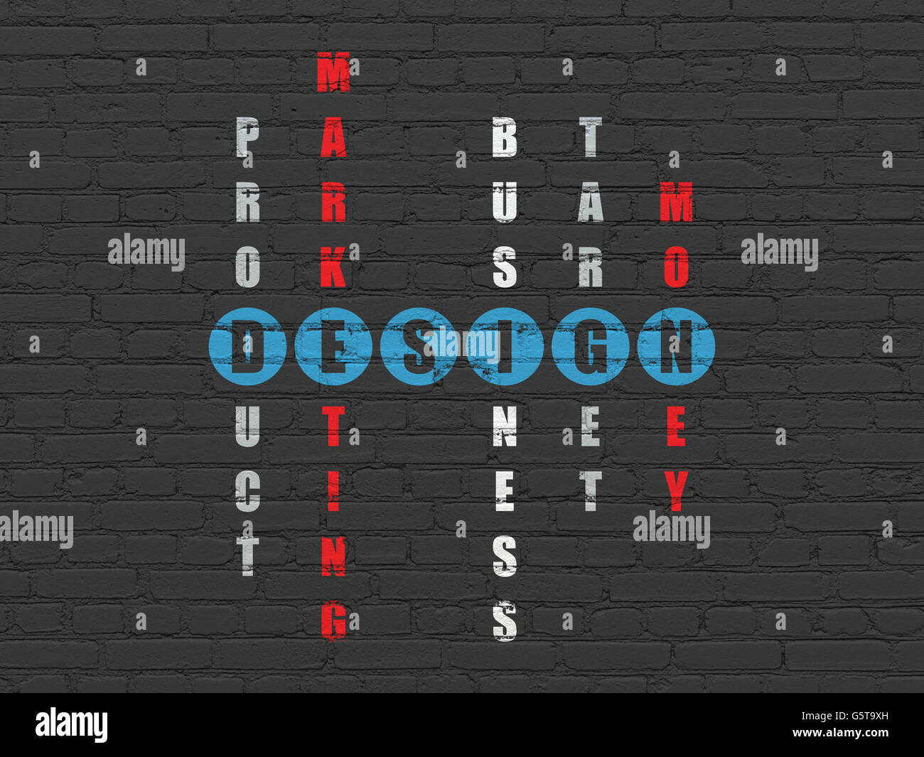 Advertising concept: Design in Crossword Puzzle Stock Photo - Alamy