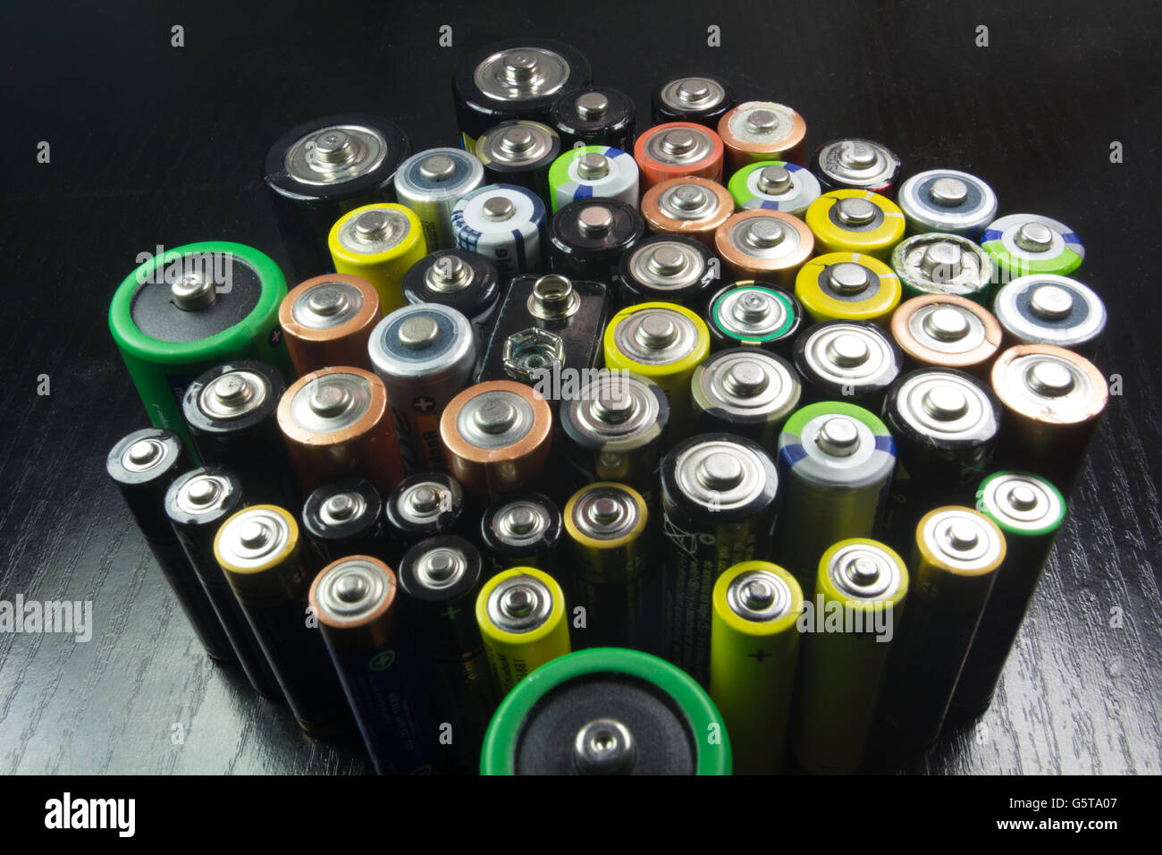 Batteries of different types and colors Stock Photo - Alamy