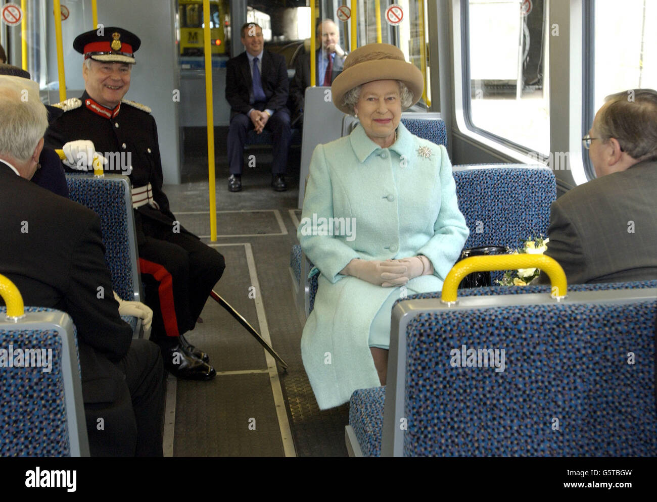 Queen Elizabeth II rides on the new Sunderland to Newcastle Metro Link ...