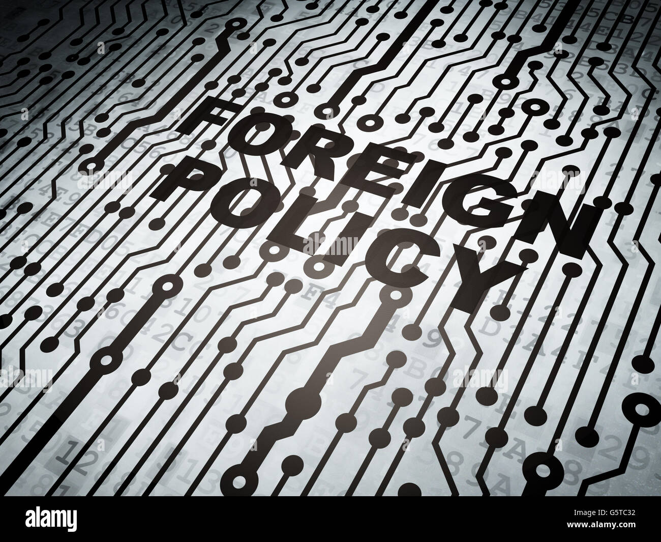 Political concept: circuit board with Foreign Policy Stock Photo - Alamy