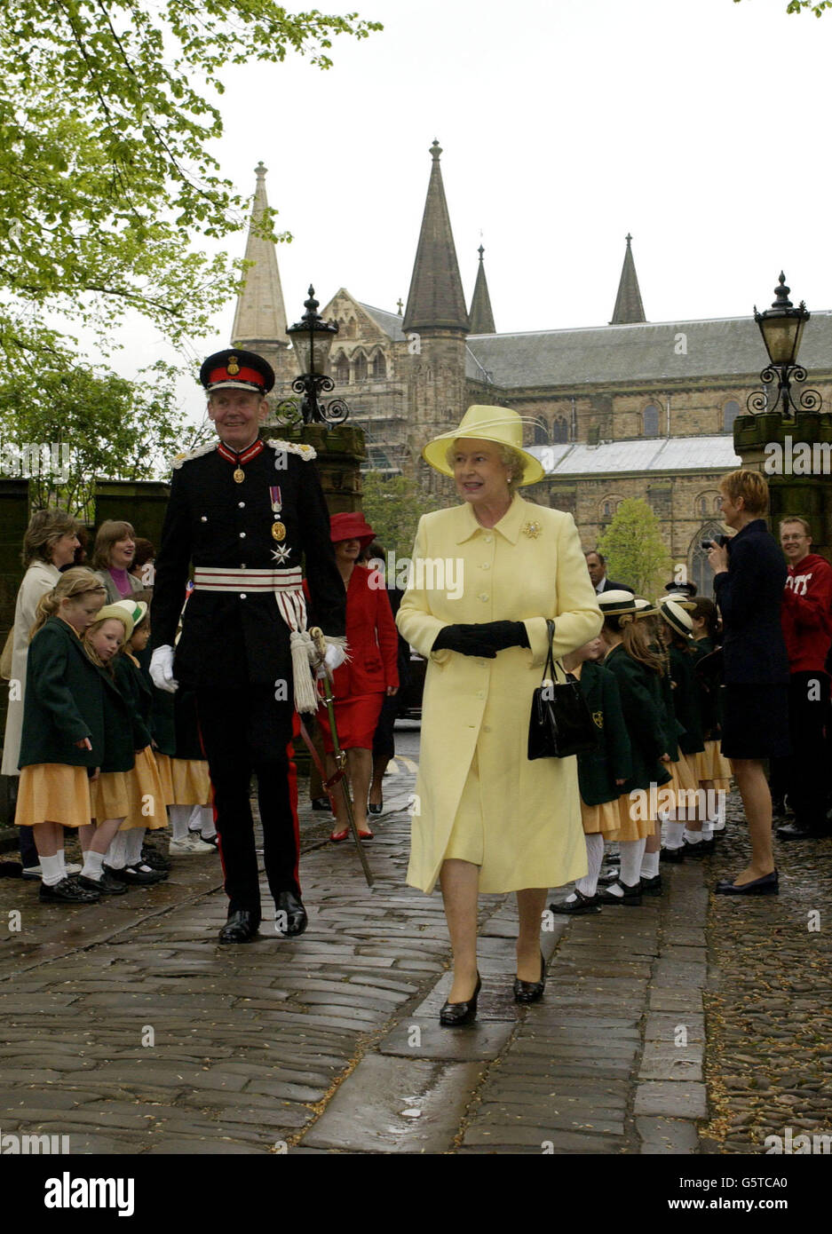 Queen Elizabeth II arrives at Durham Castle, County Durham, accompanied ...