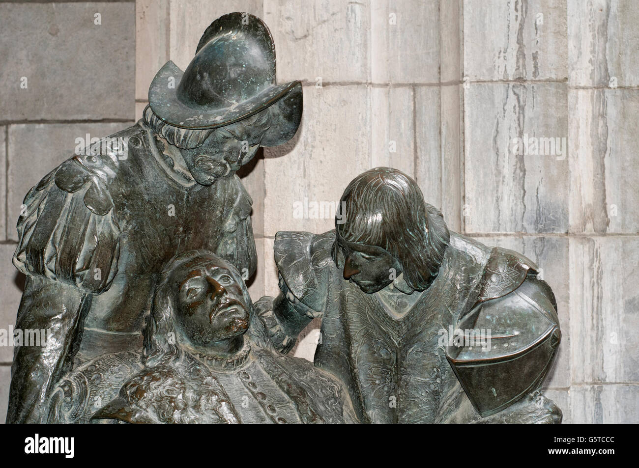 View of bronze statue of saint Ignacio de Loyola, Sanctuary of Loyola ...