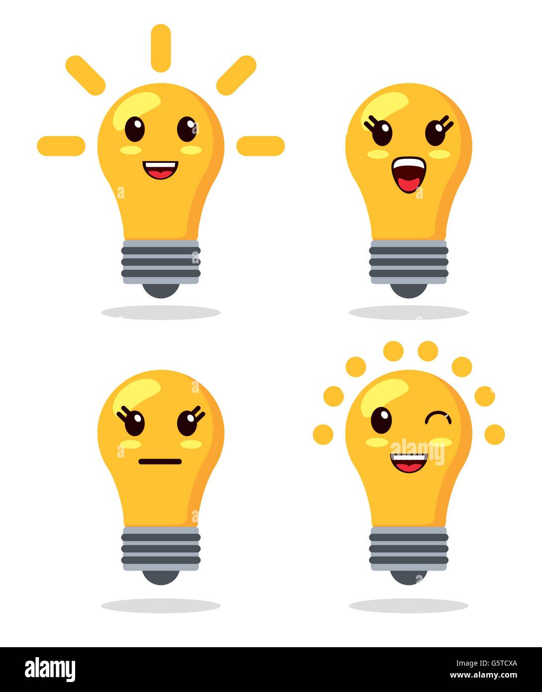 Kawaii icon. light bulb Cartoon design. Vector graphic Stock Vector ...