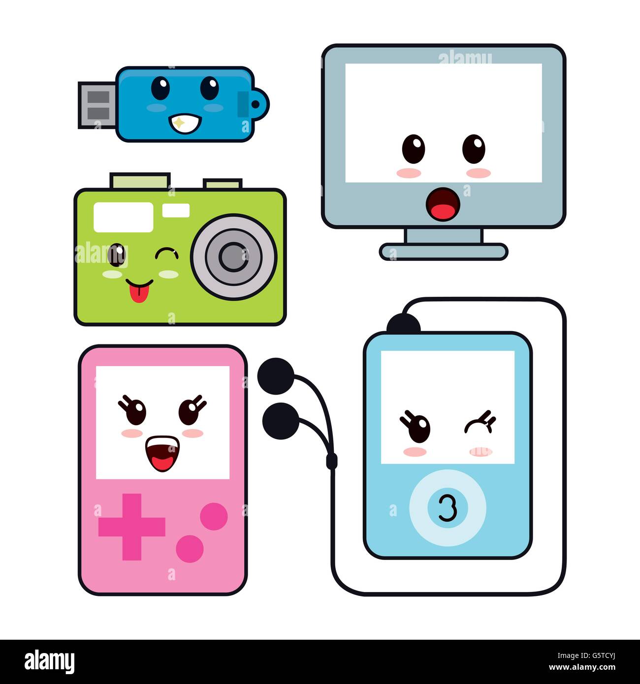 Kawaii icon. technology Cartoon design. Vector graphic Stock Vector ...