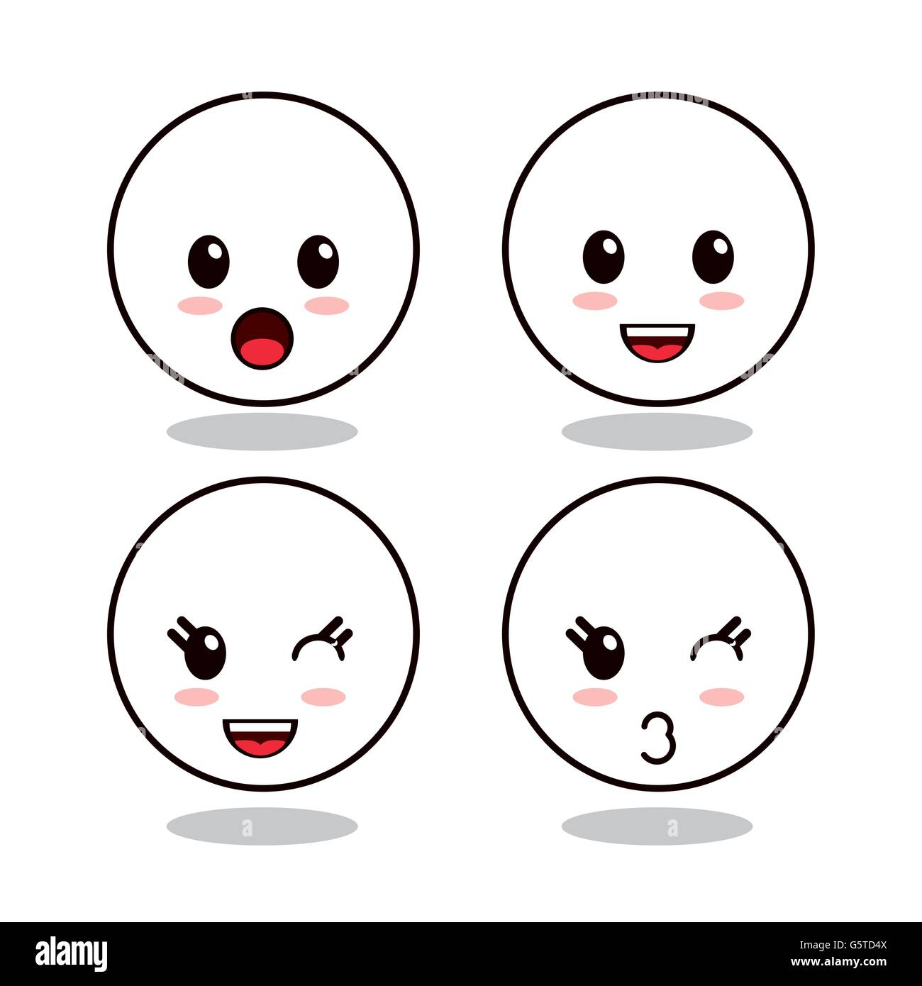Kawaii cartoon circle face expression hi-res stock photography and ...