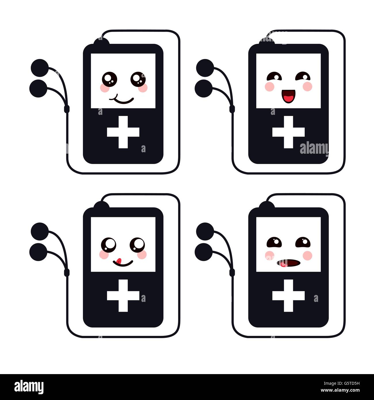 Kawaii icon. Mp3 Cartoon design. Vector graphic Stock Vector Image ...