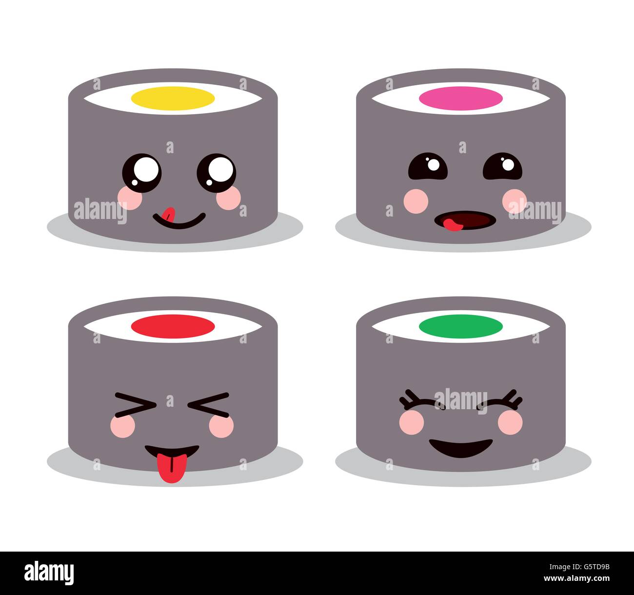 Kawaii Set of Color Cartoon design. Vector graphic Stock Vector Image ...