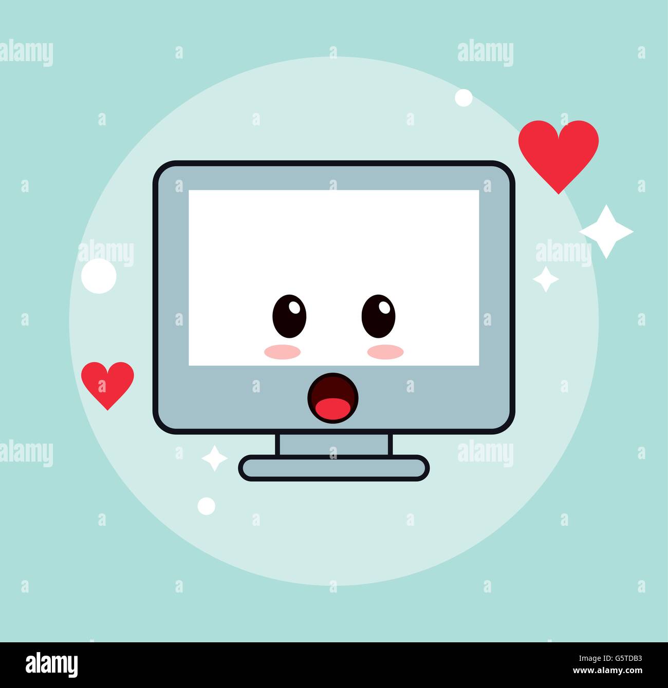 Kawaii icon. Computer Cartoon design. Vector graphic Stock Vector Image ...