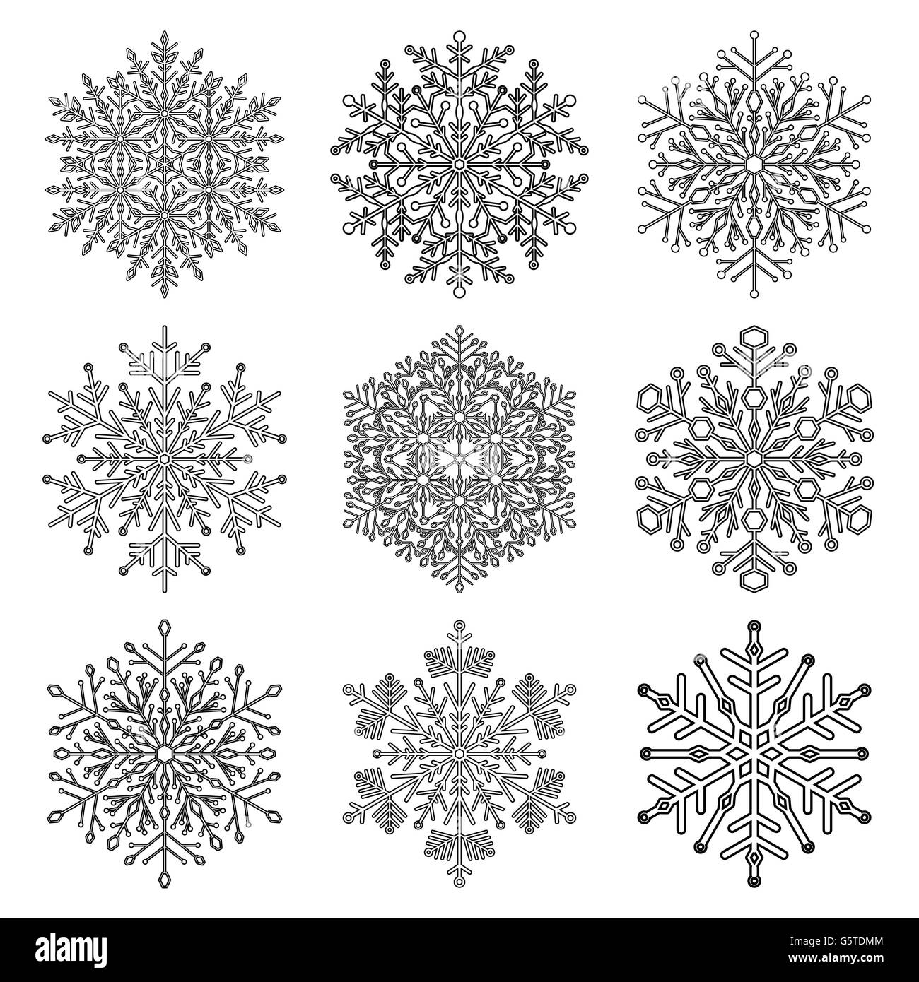 Set of Vector Snowflakes Stock Vector Image & Art - Alamy