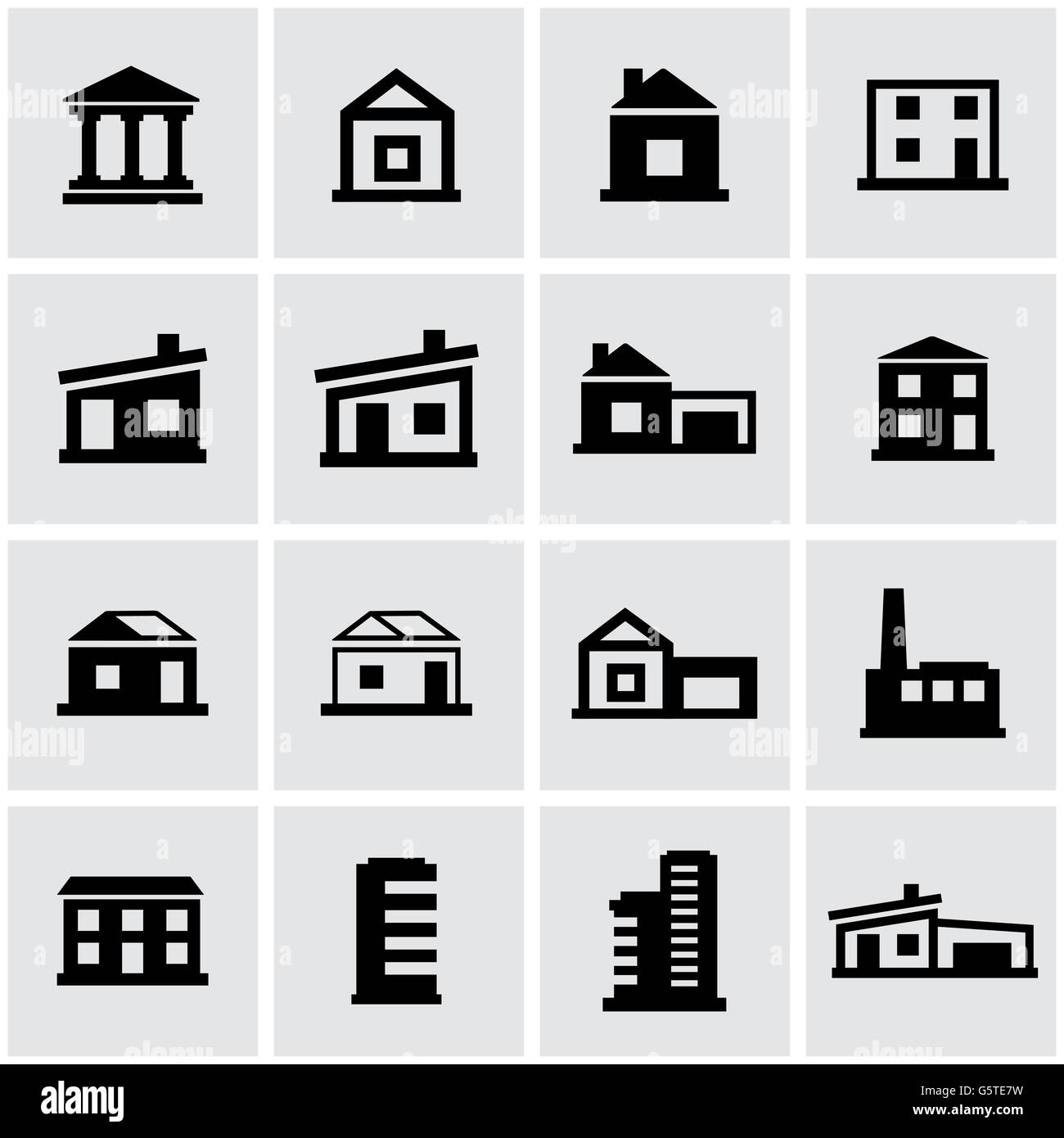 Vector black buildings icon set Stock Vector Image & Art - Alamy