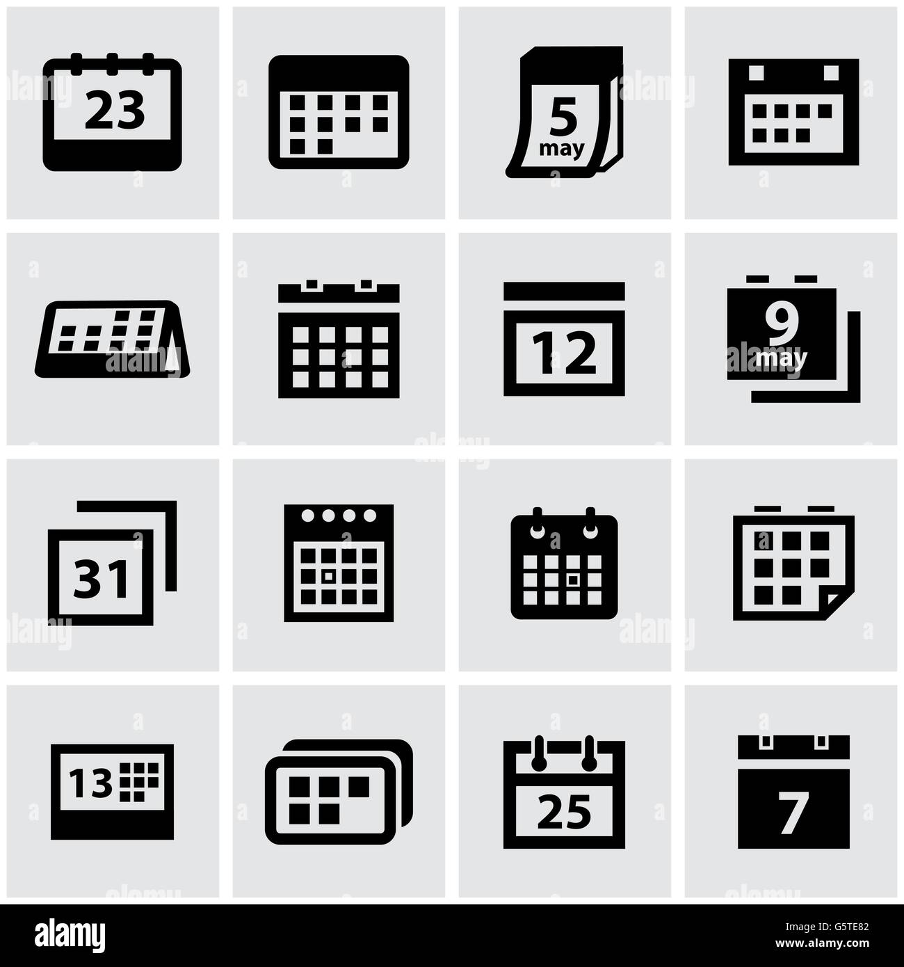 Vector black calendar icon set Stock Vector Image & Art - Alamy