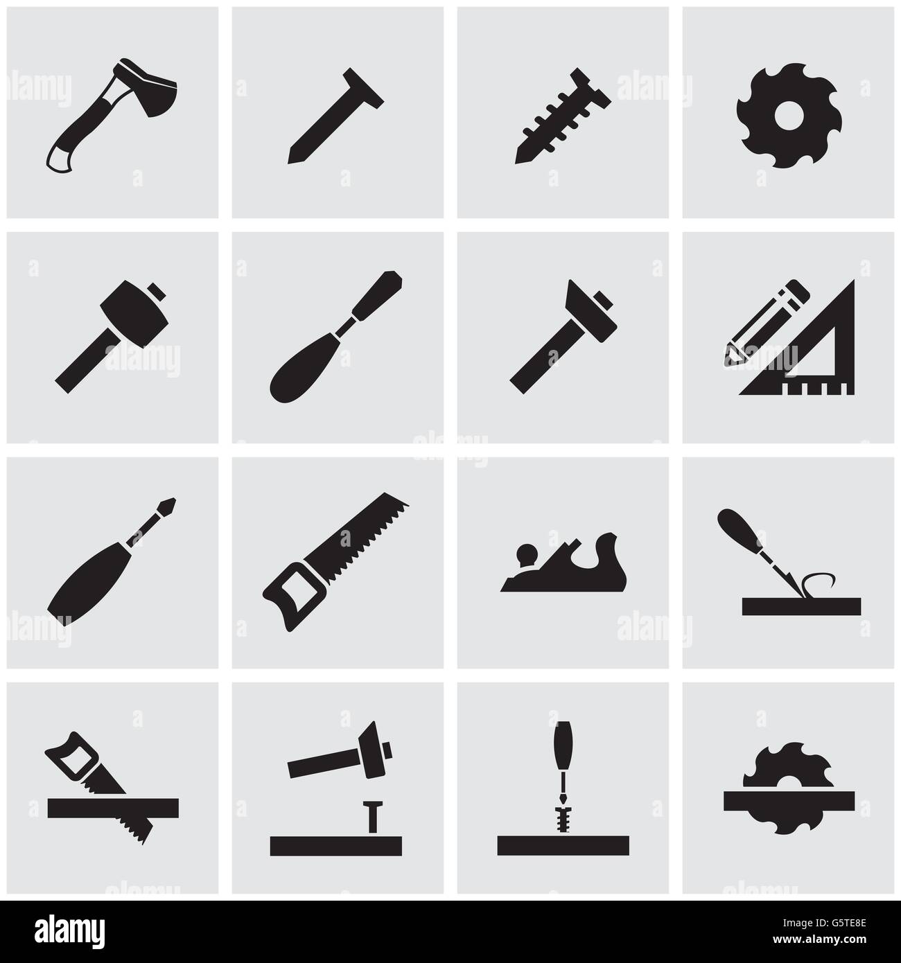 Vector black carpentry icon set Stock Vector Image & Art - Alamy