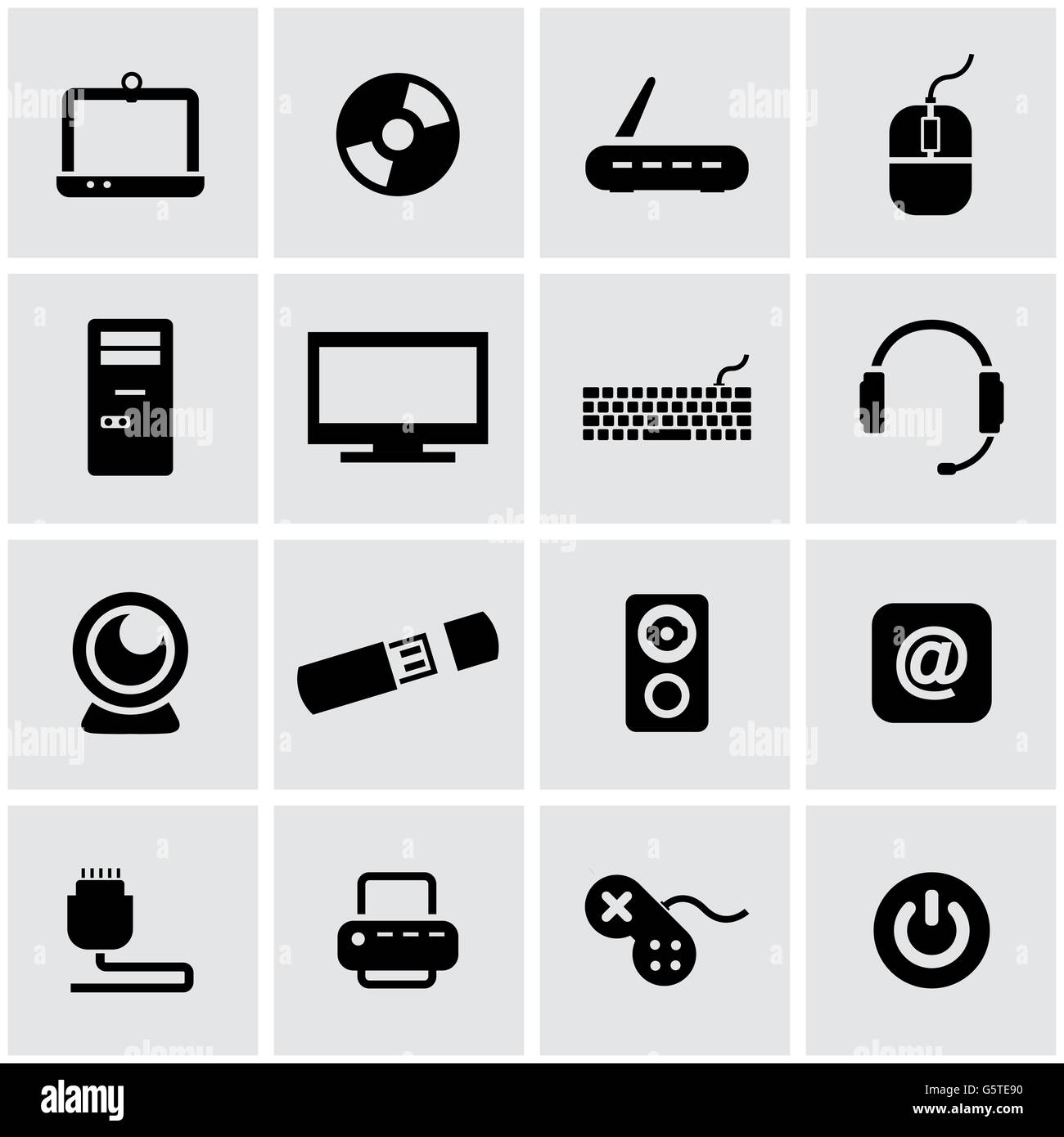 Vector black computer icon set Stock Vector Image & Art - Alamy