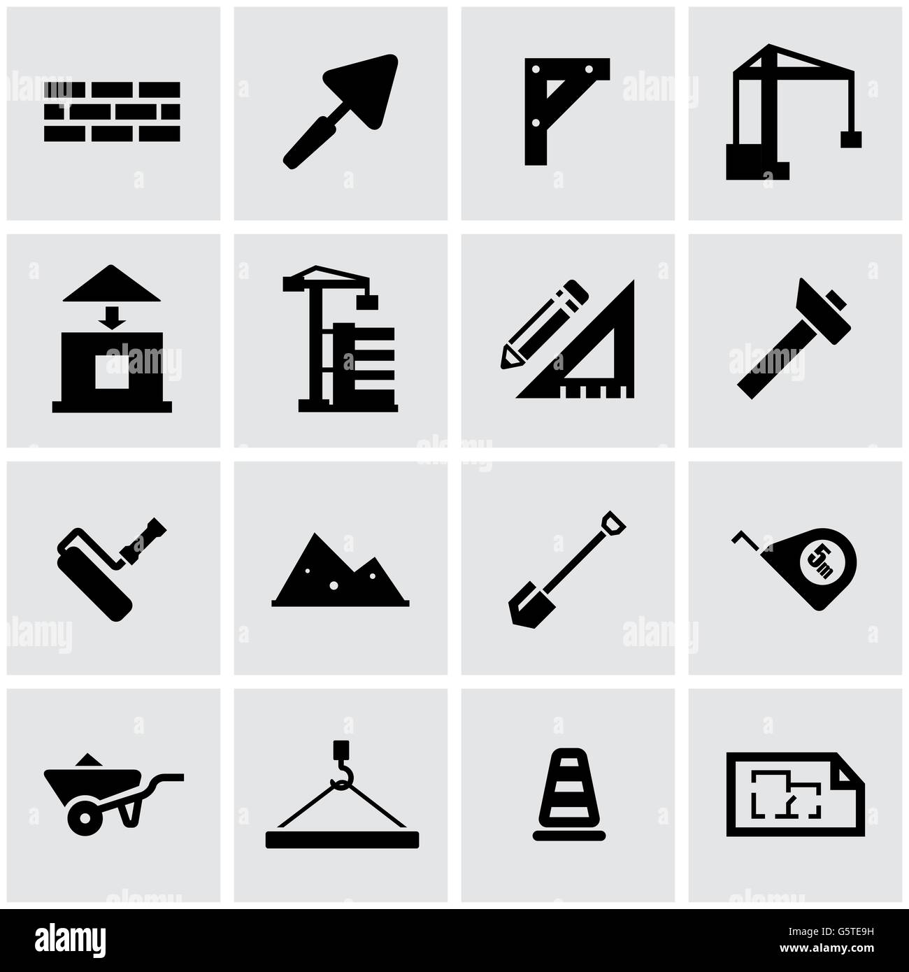 Vector black construction icon set Stock Vector Image & Art - Alamy