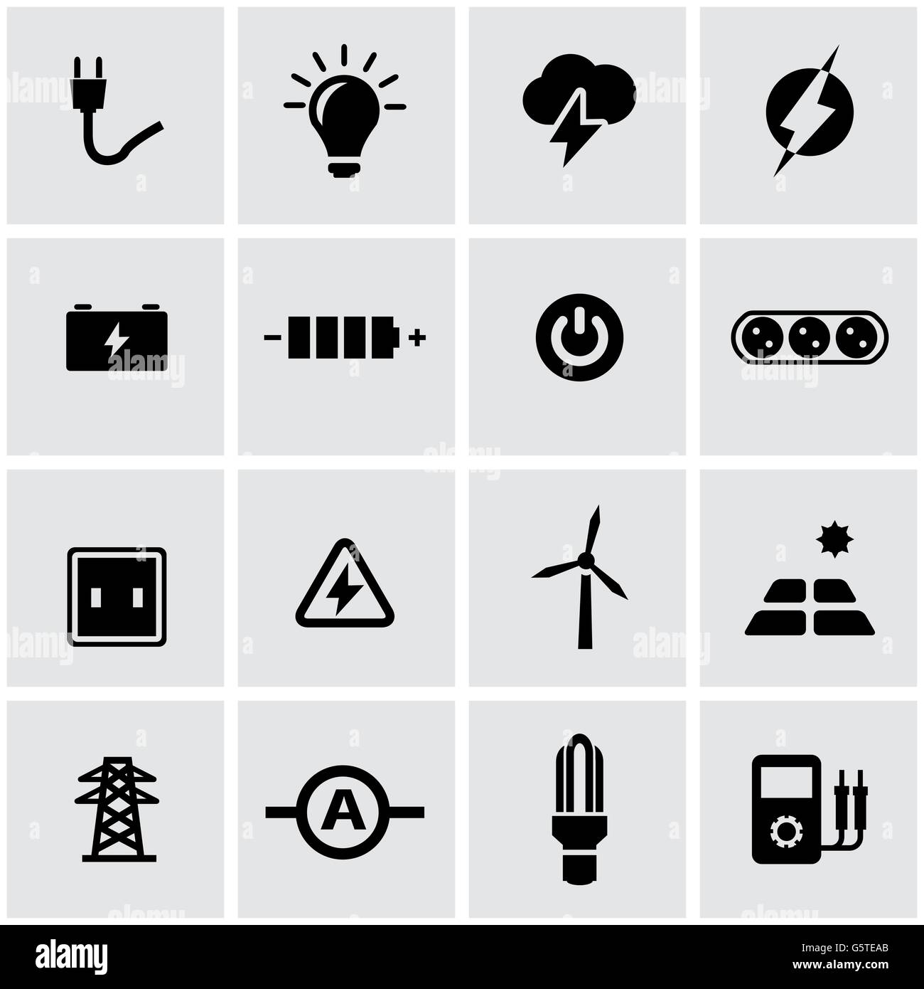 Vector black electricity icon set Stock Vector Image & Art - Alamy