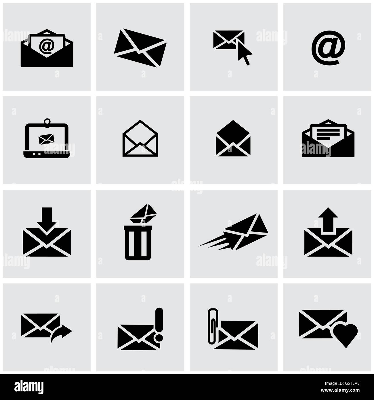 Vector black email icon set Stock Vector Image & Art - Alamy