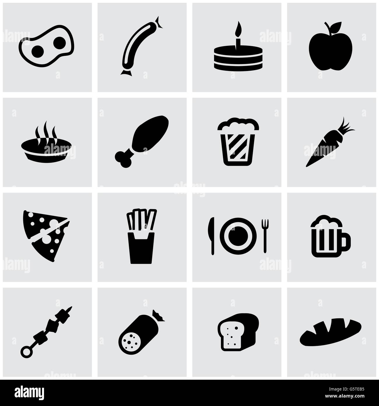 Vector black food icon set Stock Vector Image & Art - Alamy