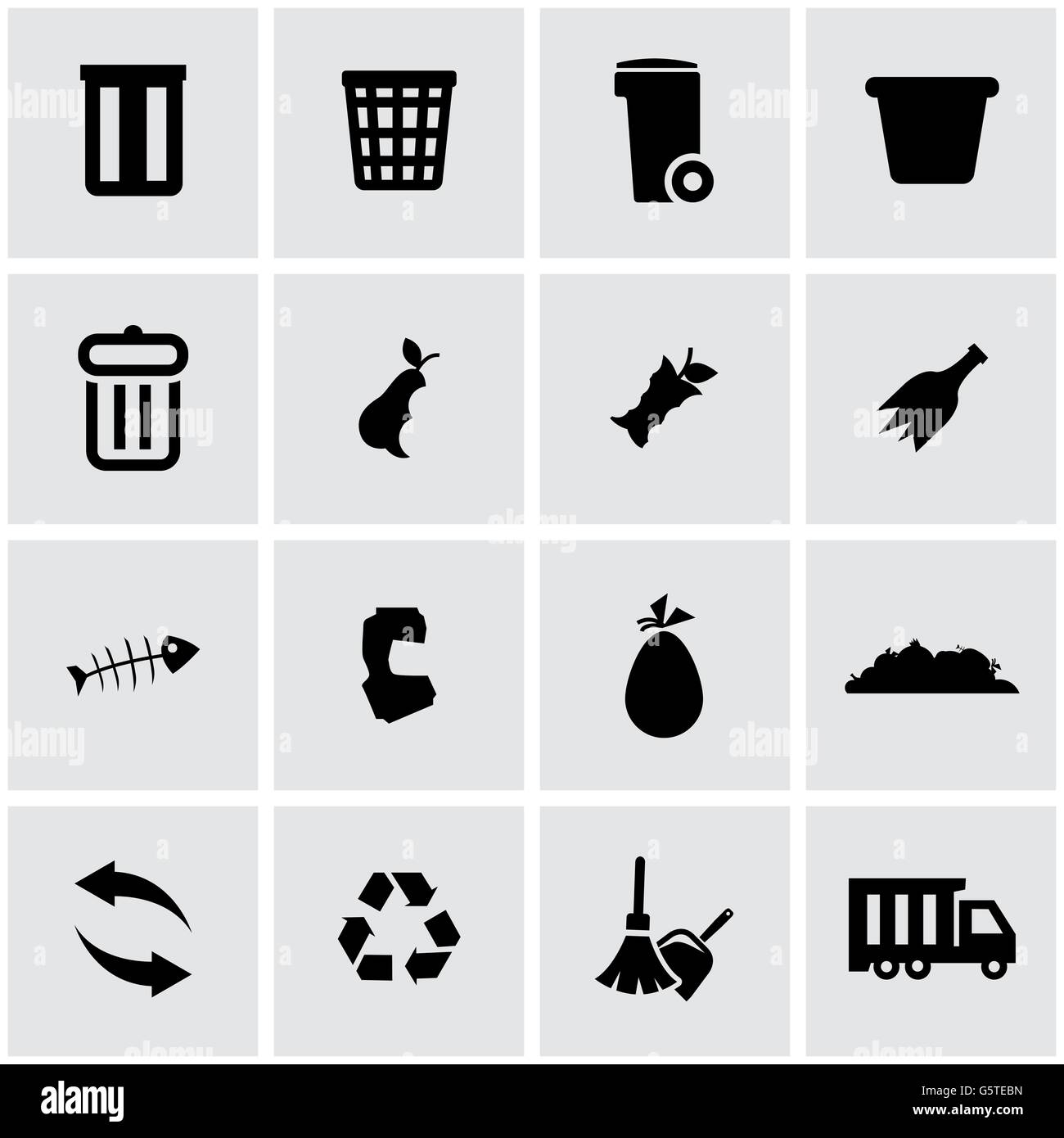 Vector black garbage icon set Stock Vector Image & Art - Alamy