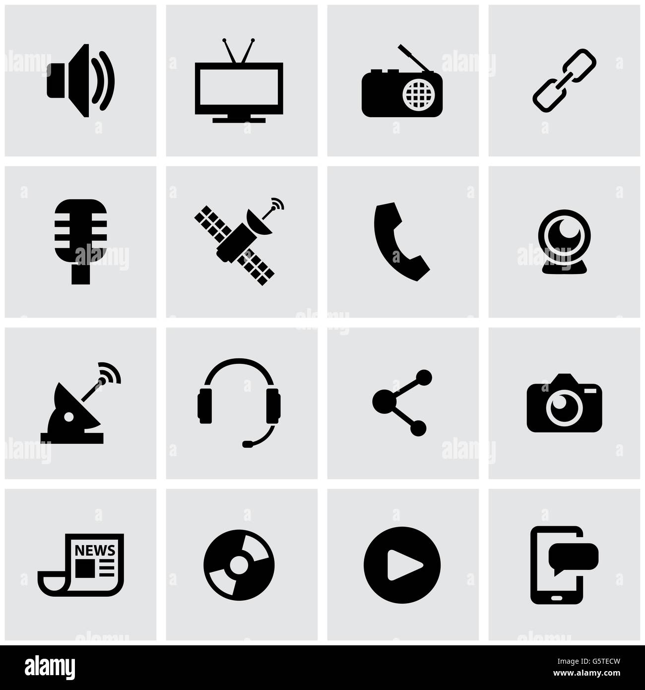Vector black media icon set Stock Vector Image & Art - Alamy