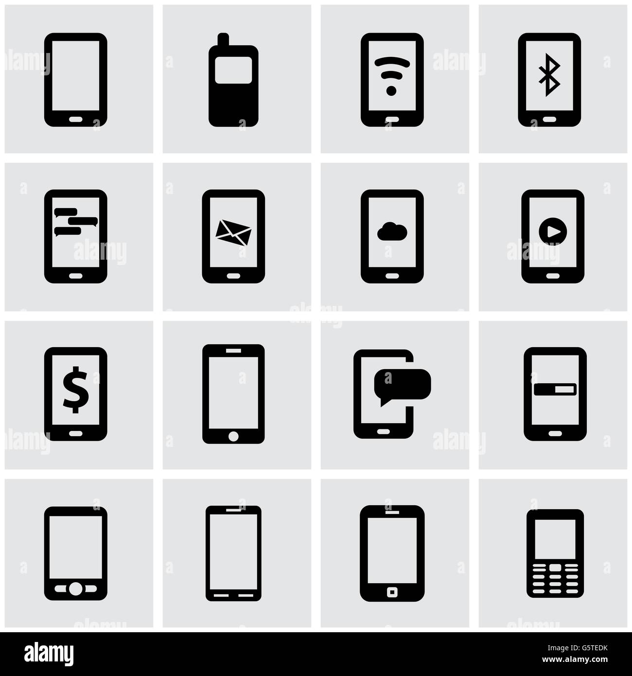 Vector black mobile icon set Stock Vector Image & Art - Alamy