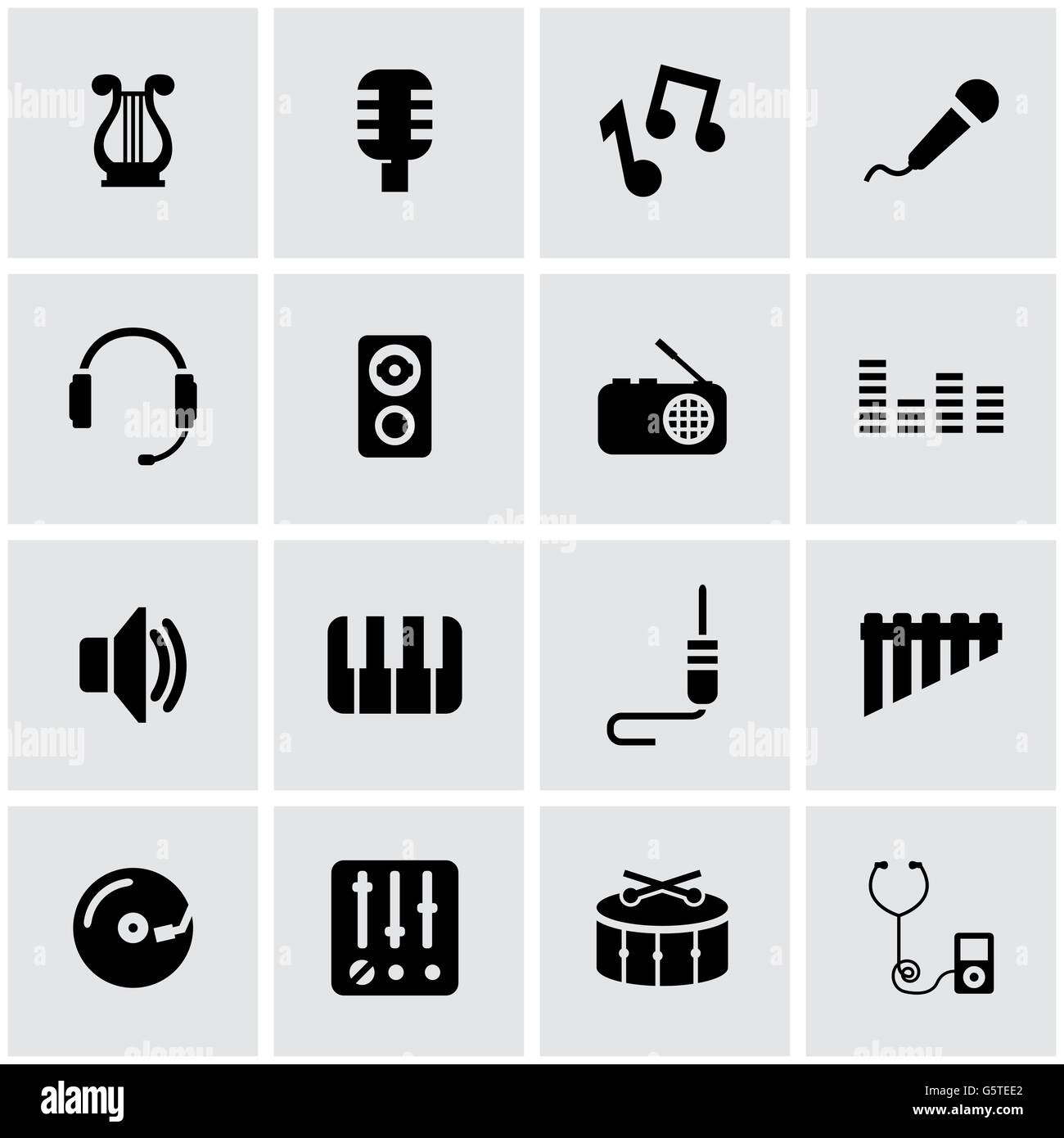 Vector black music icon set Stock Vector Image & Art - Alamy
