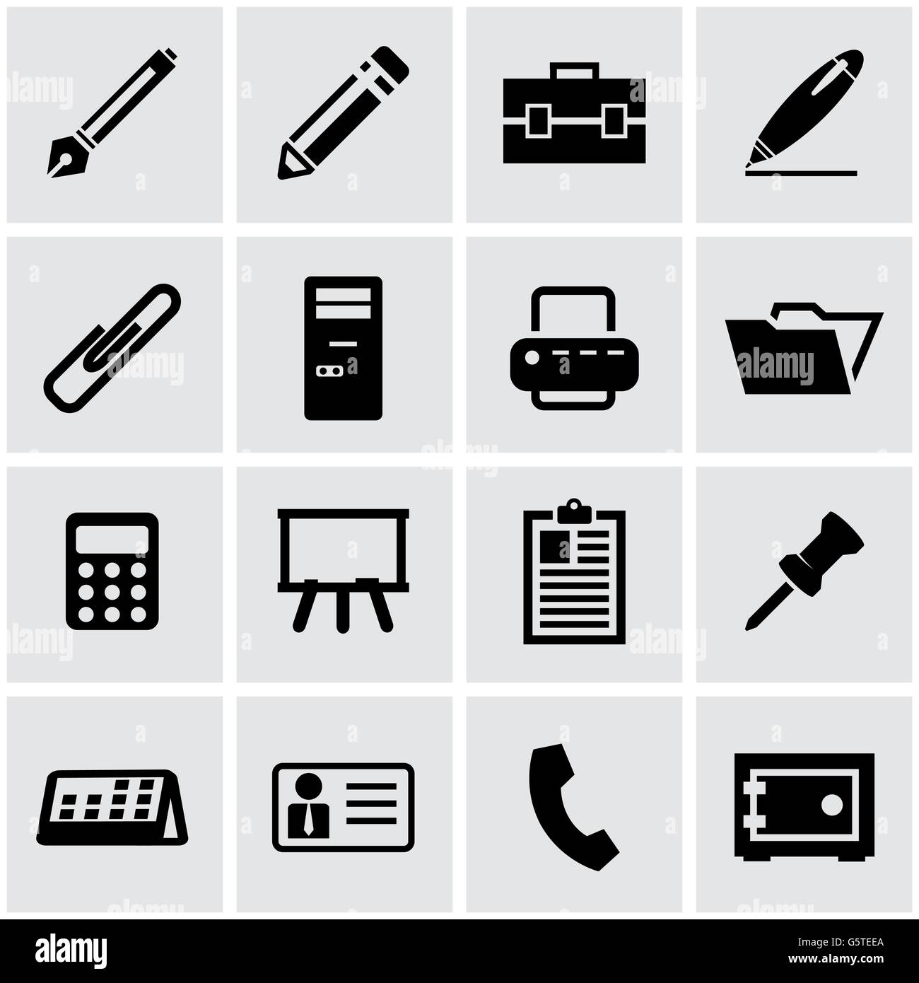 Vector black office icon set Stock Vector Image & Art - Alamy