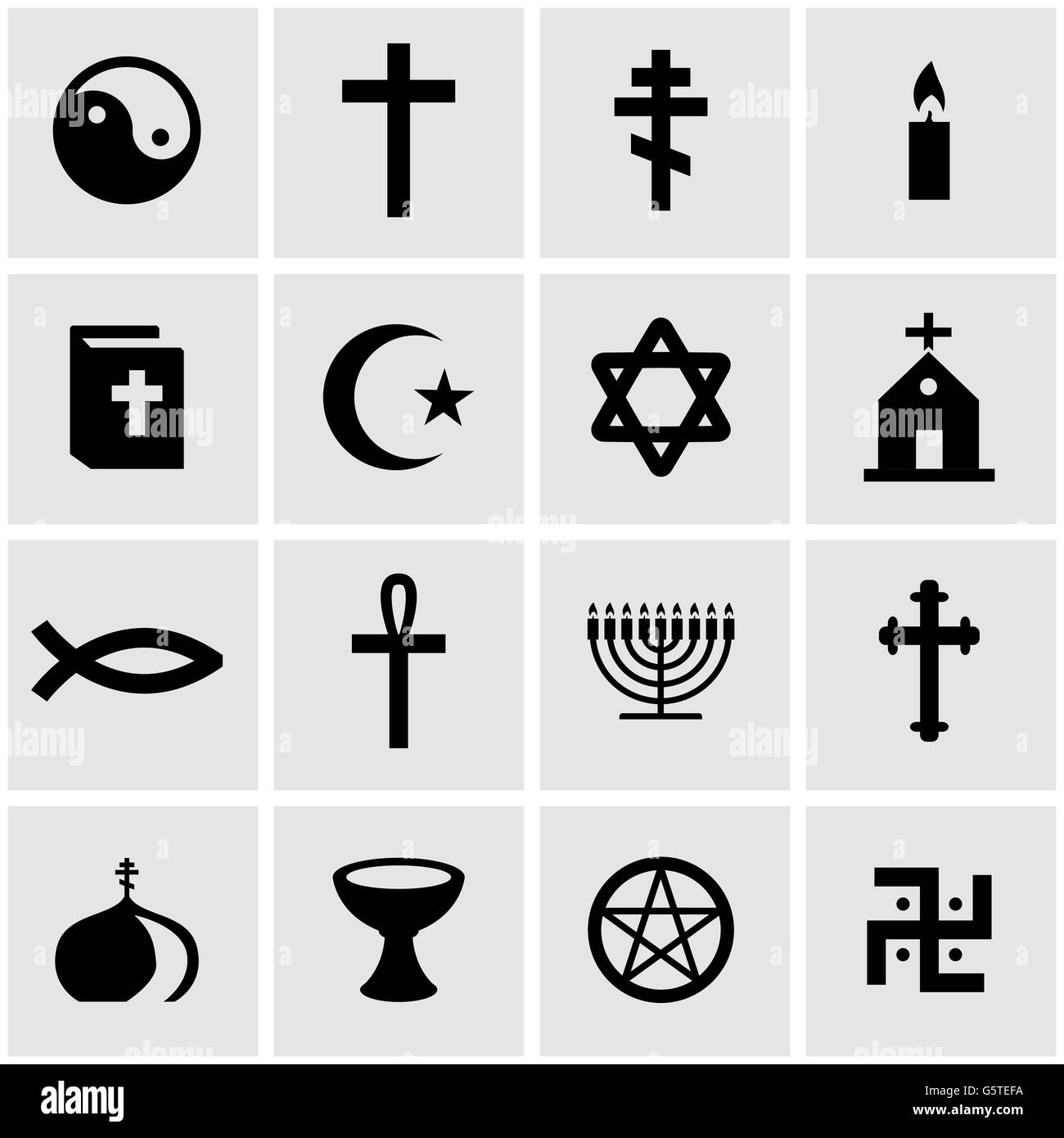 Vector black religion icon set Stock Vector Image & Art - Alamy