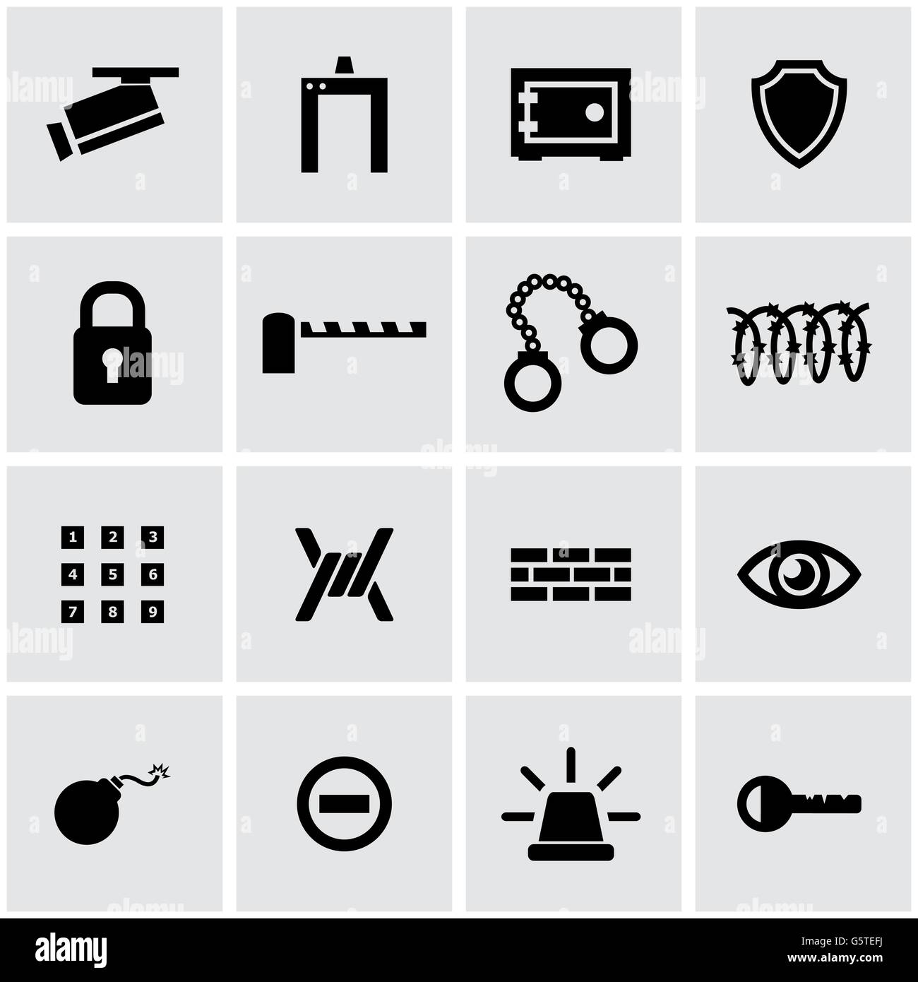 Vector black security icon set Stock Vector Image & Art - Alamy