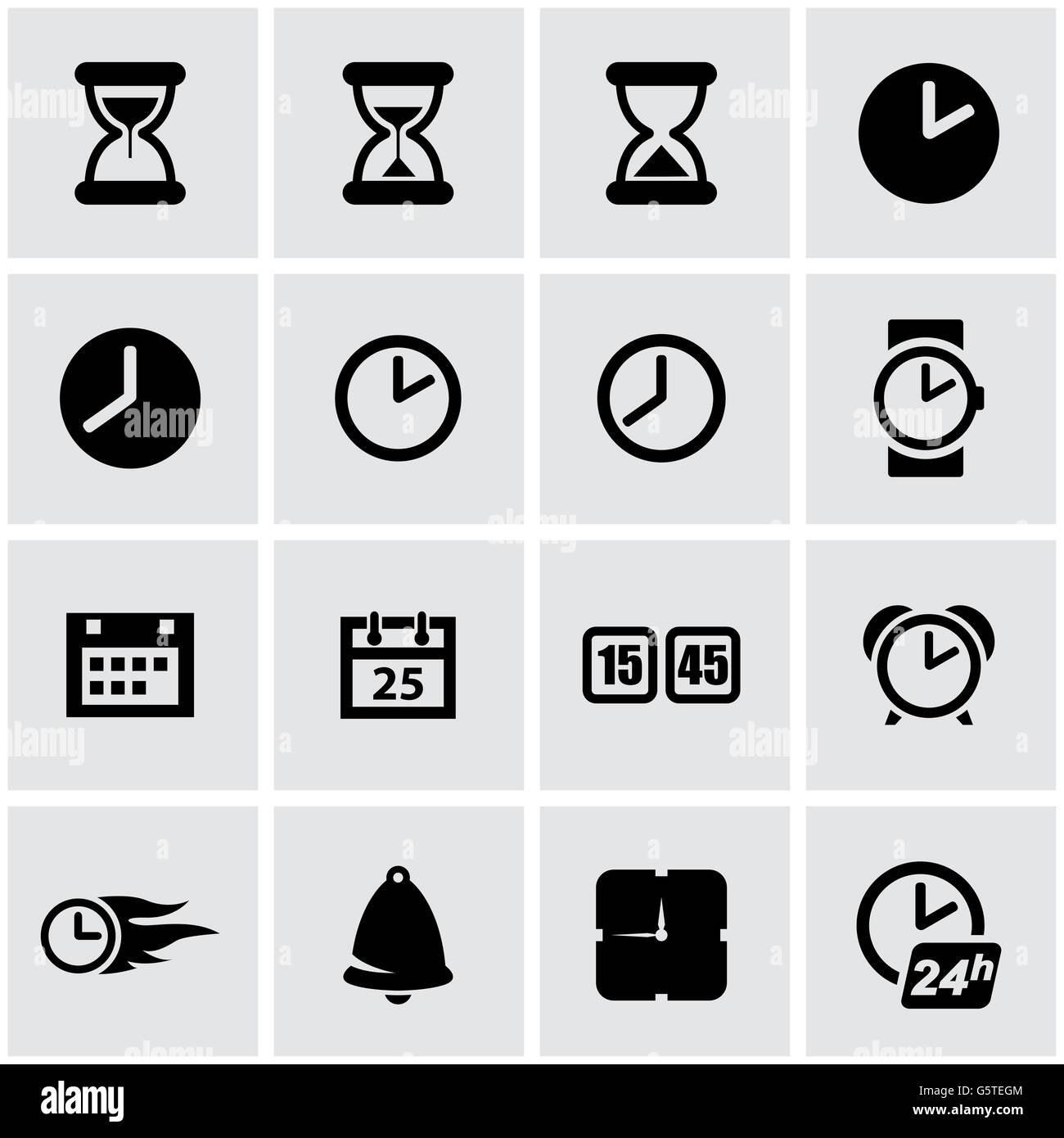 Vector black time icon set Stock Vector Image & Art - Alamy