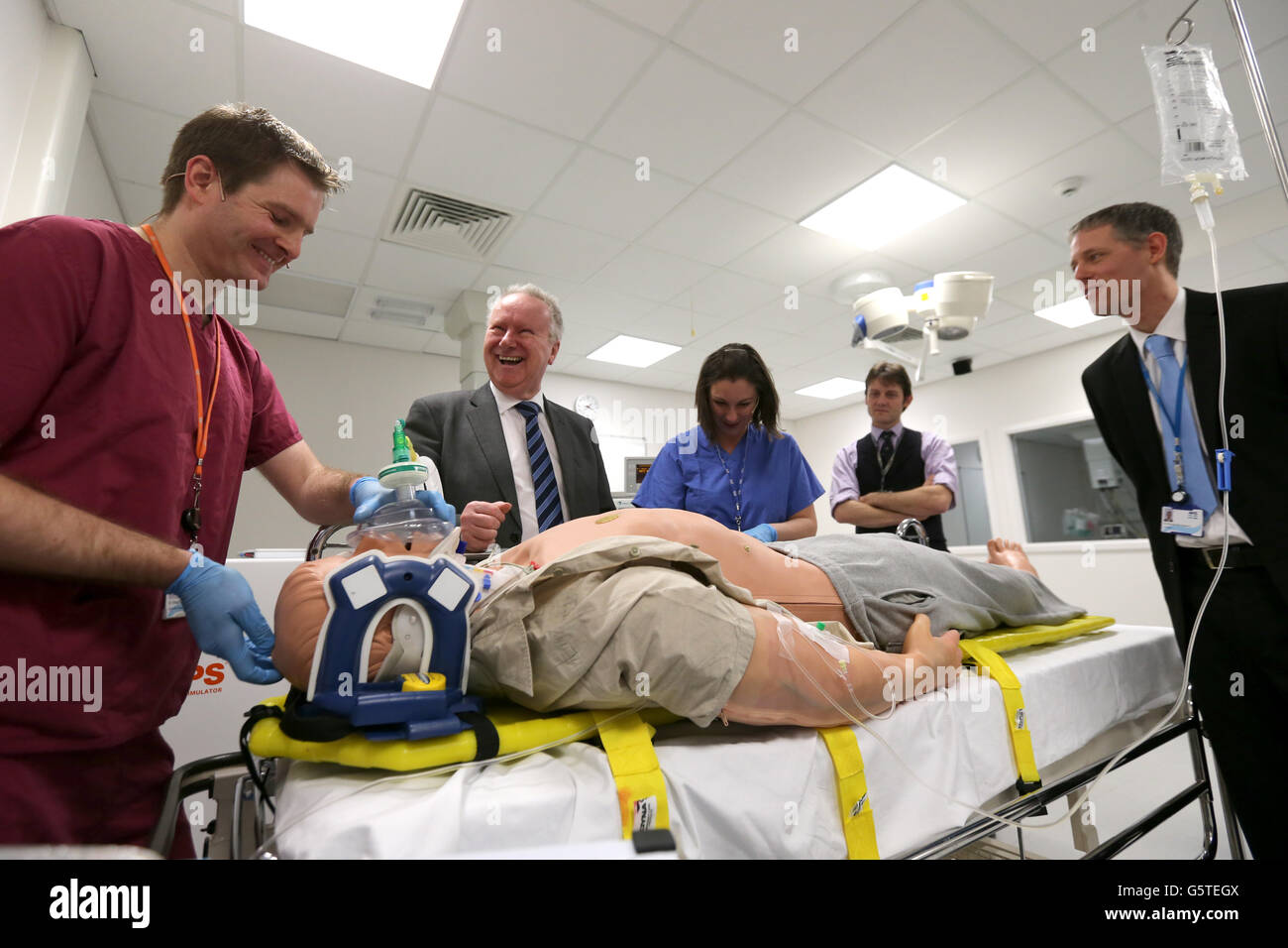 Health Secretary Alex Neil with robot patient "Stan" watched by Dr ...
