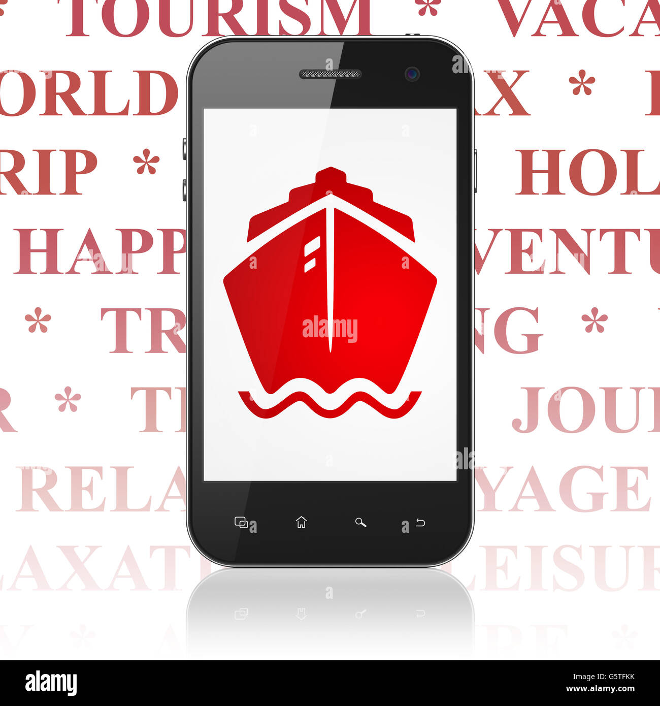 Vacation concept: Smartphone with Ship on display Stock Photo - Alamy