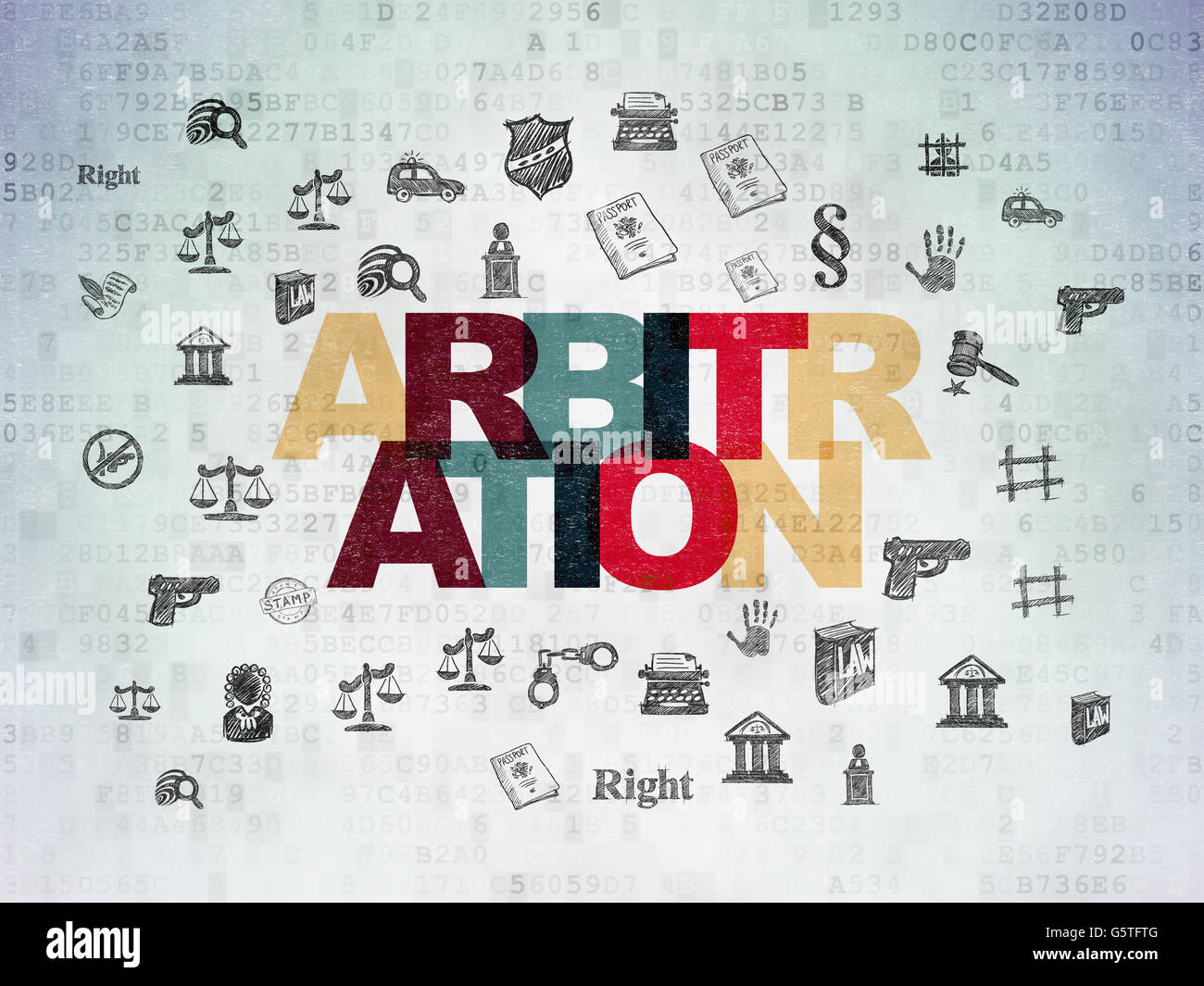 Law concept: Arbitration on Digital Data Paper background Stock Photo ...