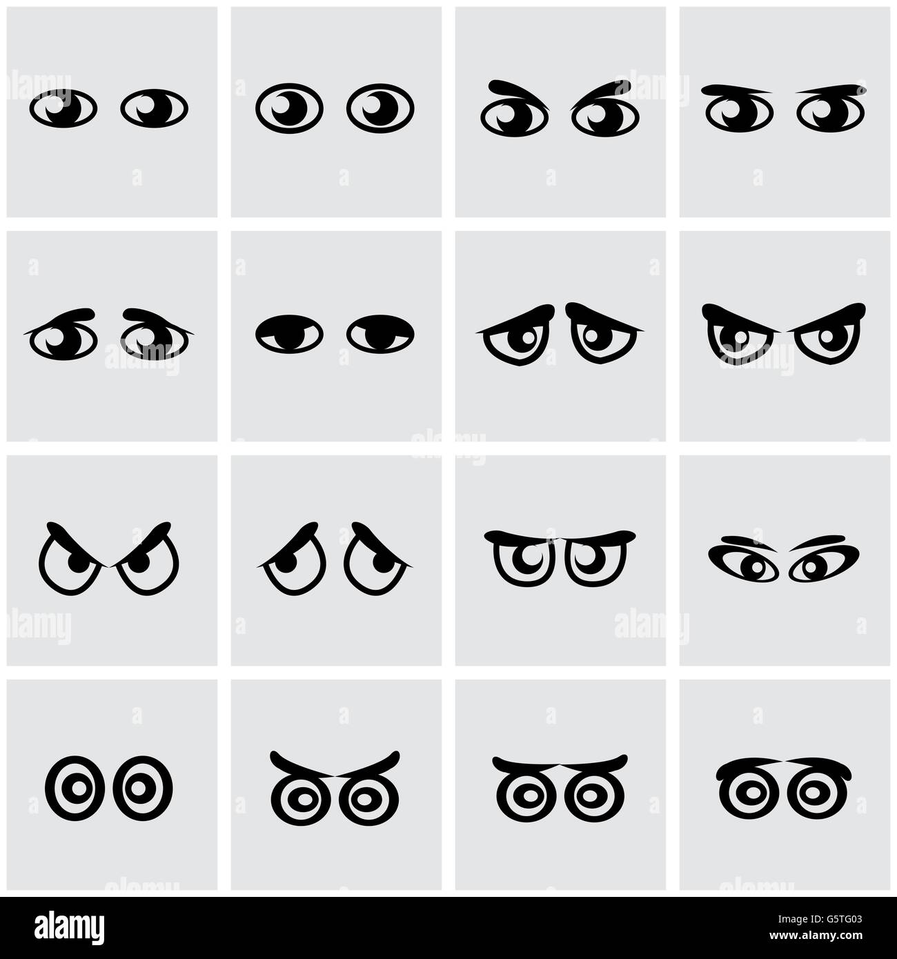 Vector black cartoon eyes icon set Stock Vector Image & Art - Alamy
