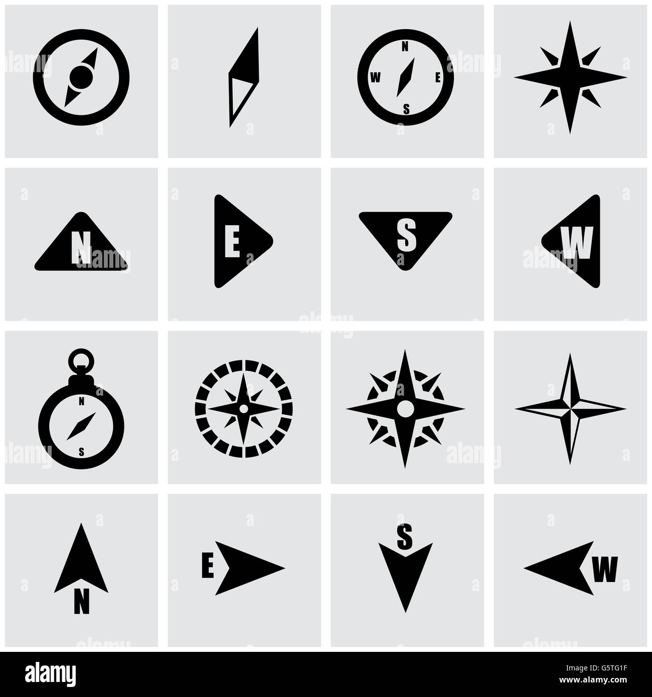 Vector black compass icon set Stock Vector Image & Art - Alamy