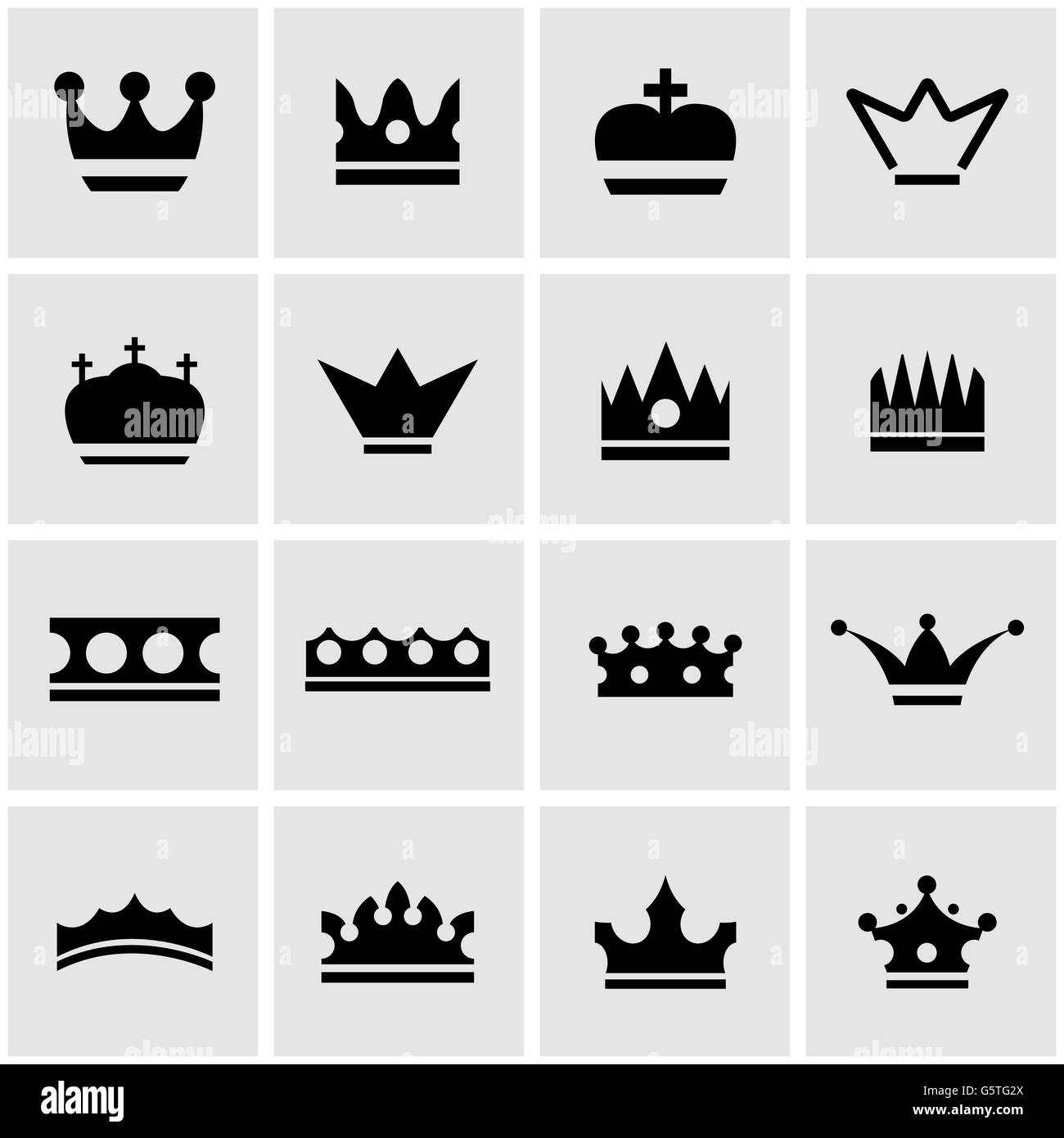 Vector black crown icon set Stock Vector Image & Art - Alamy