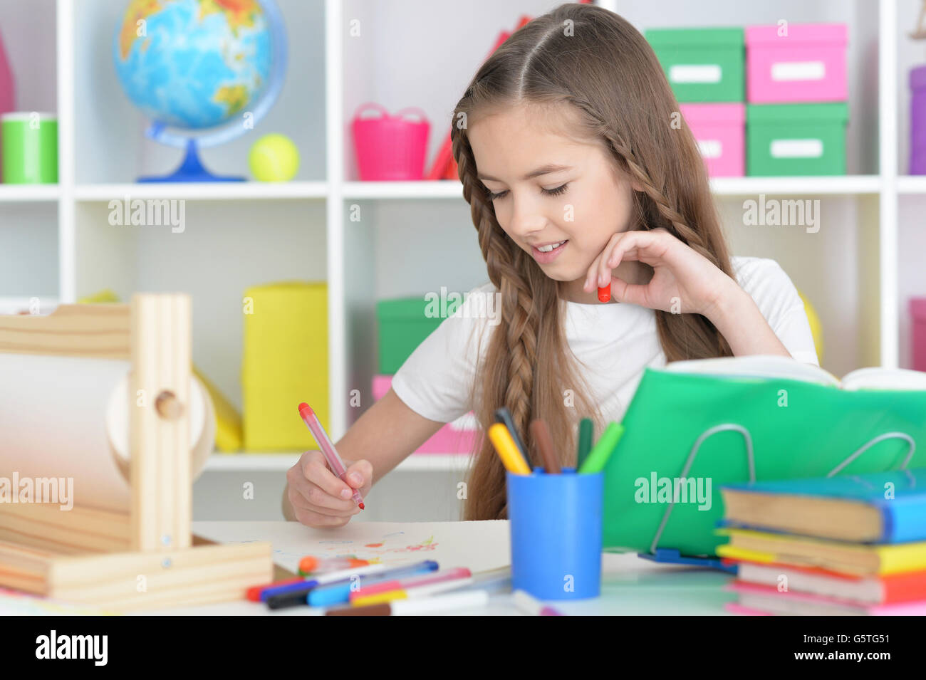 Portrait of a cute student girl at class Stock Photo - Alamy
