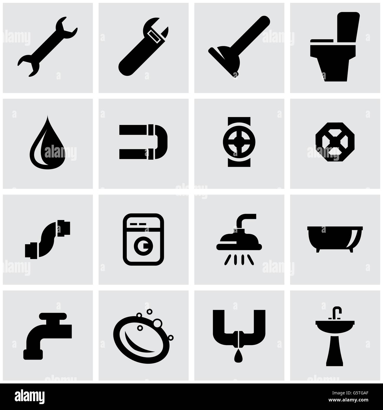 Vector black plumbing icon set Stock Vector Image & Art - Alamy