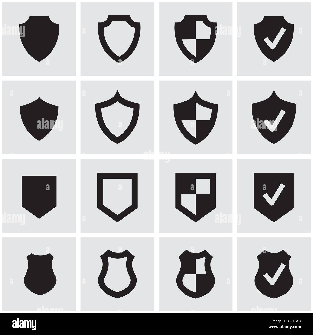 Vector black shield icon set Stock Vector Image & Art - Alamy