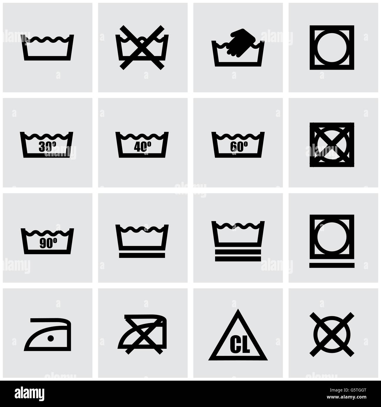 Washing instruction symbols Stock Vector Images - Alamy