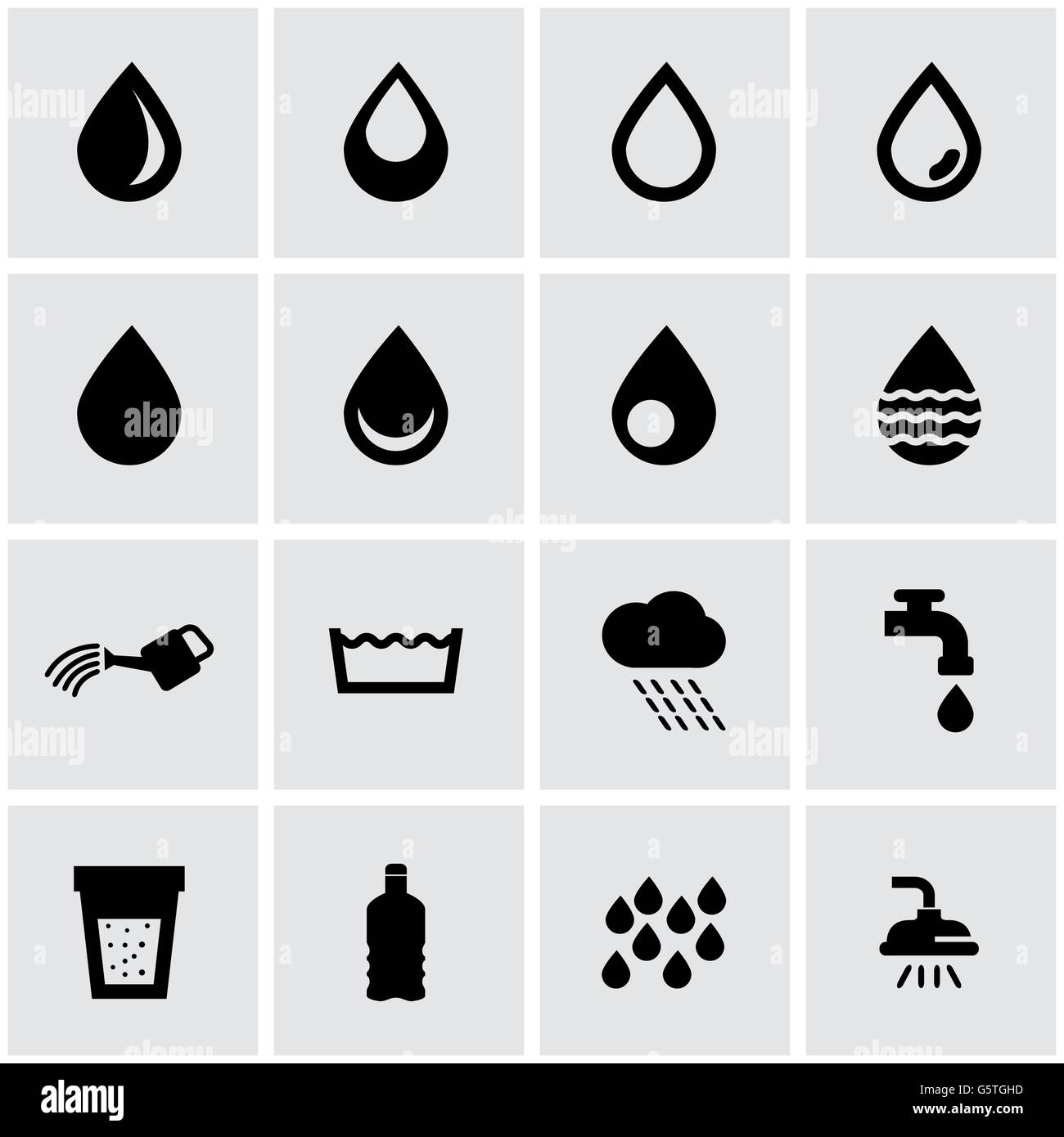 Vector black water icons set Stock Vector Image & Art - Alamy