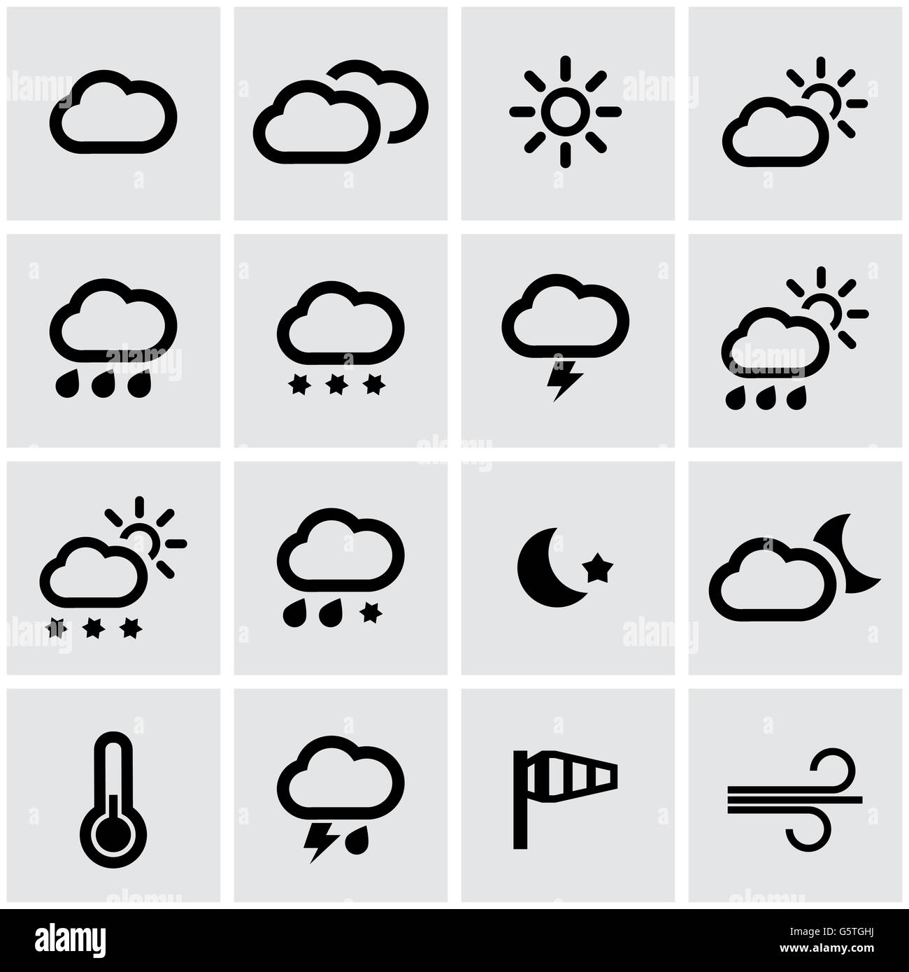 Vector black weather icons set Stock Vector Image & Art - Alamy