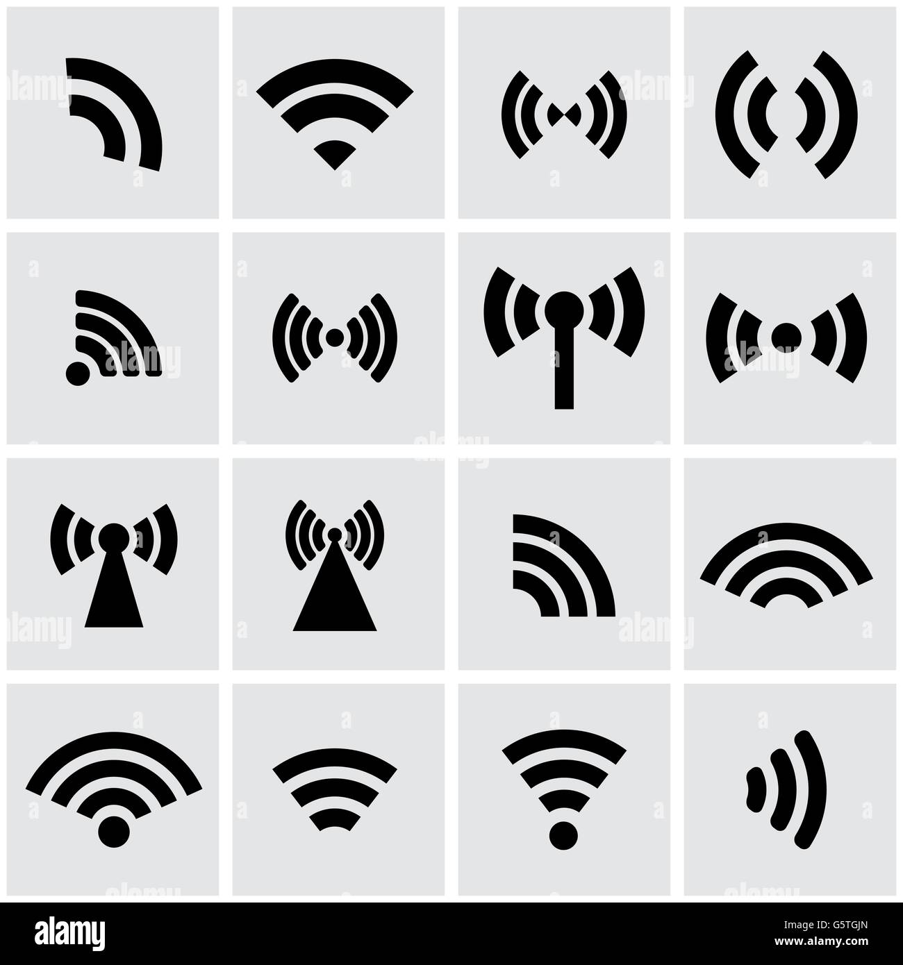 Vector black wireless icons set Stock Vector Image & Art - Alamy