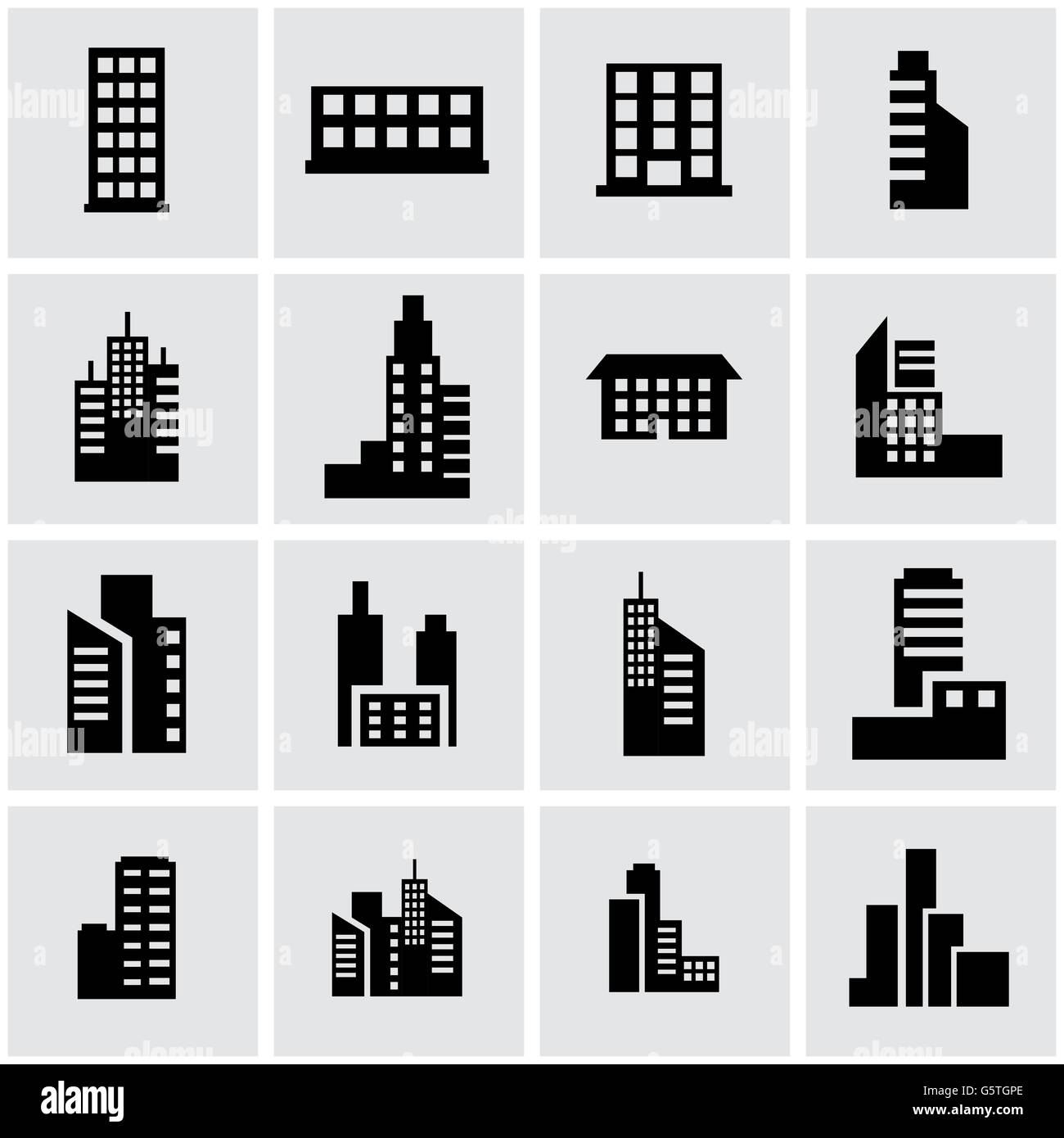 Vector black building icon set Stock Vector Image & Art - Alamy