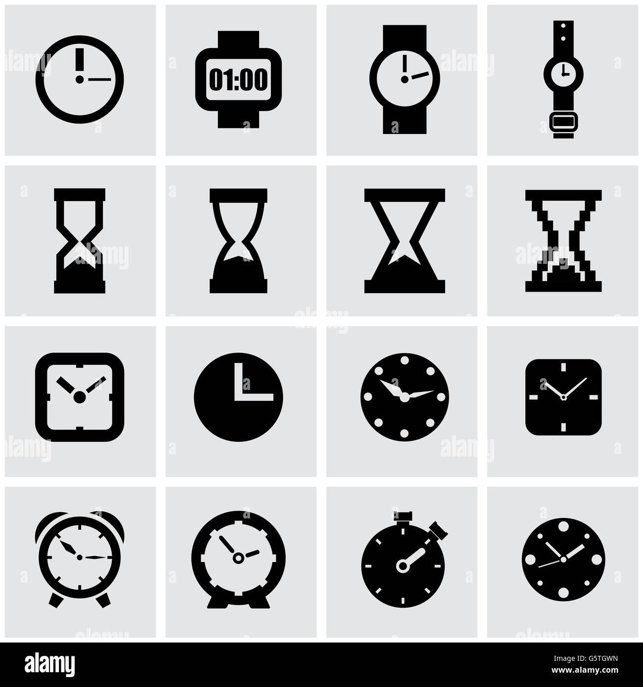 Vector Black Clock Icon Set Stock Vector Image And Art Alamy