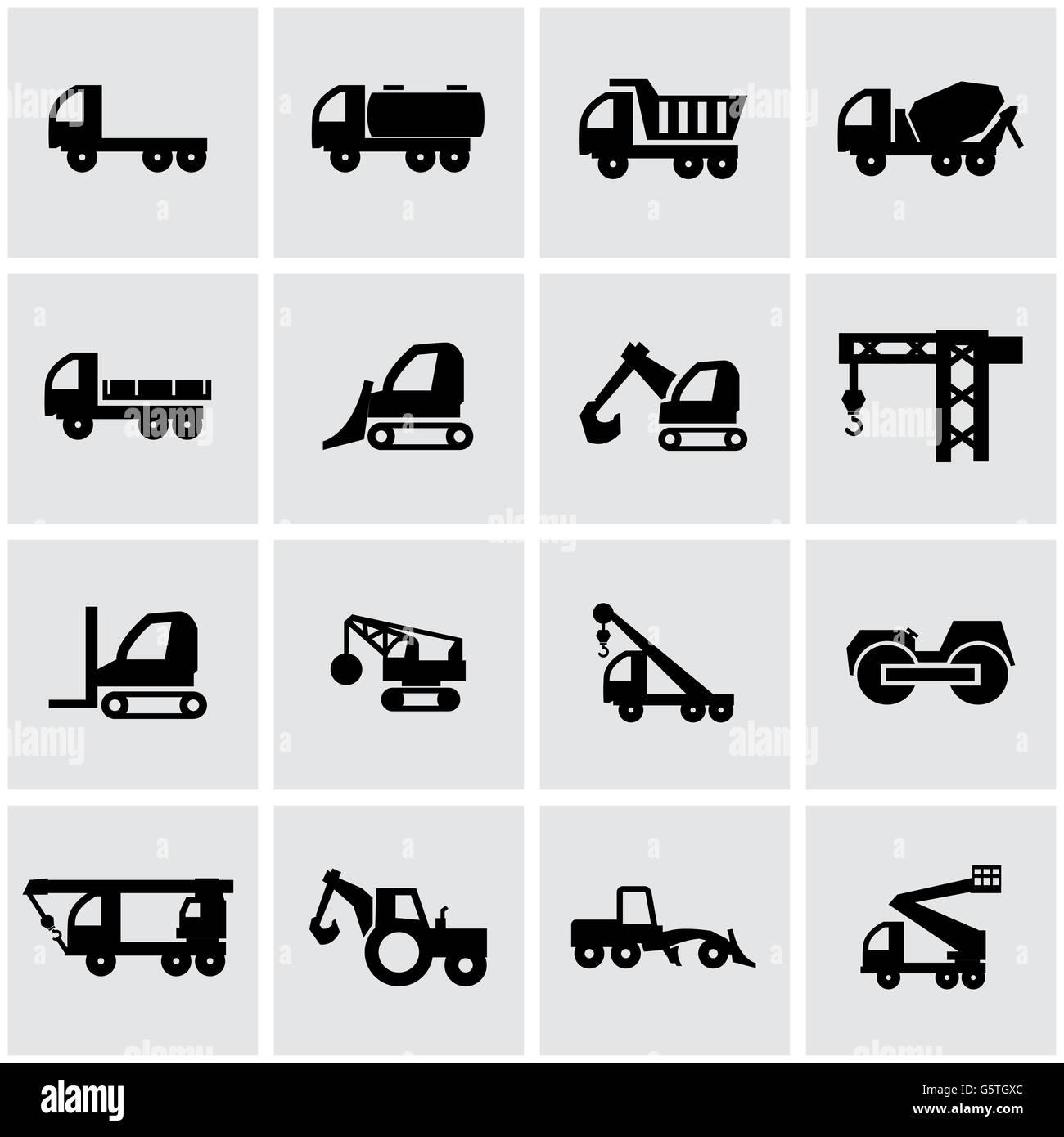 Vector black construction transport icon set Stock Vector Image & Art ...