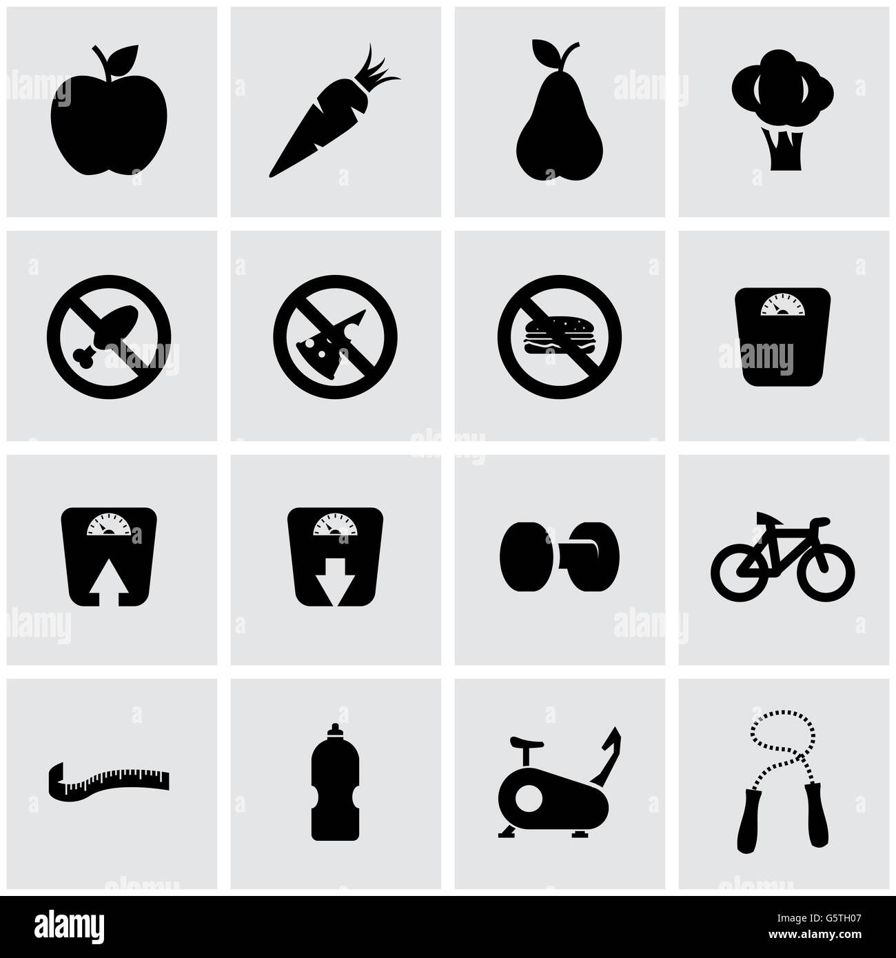 Vector black diet icon set Stock Vector Image & Art - Alamy