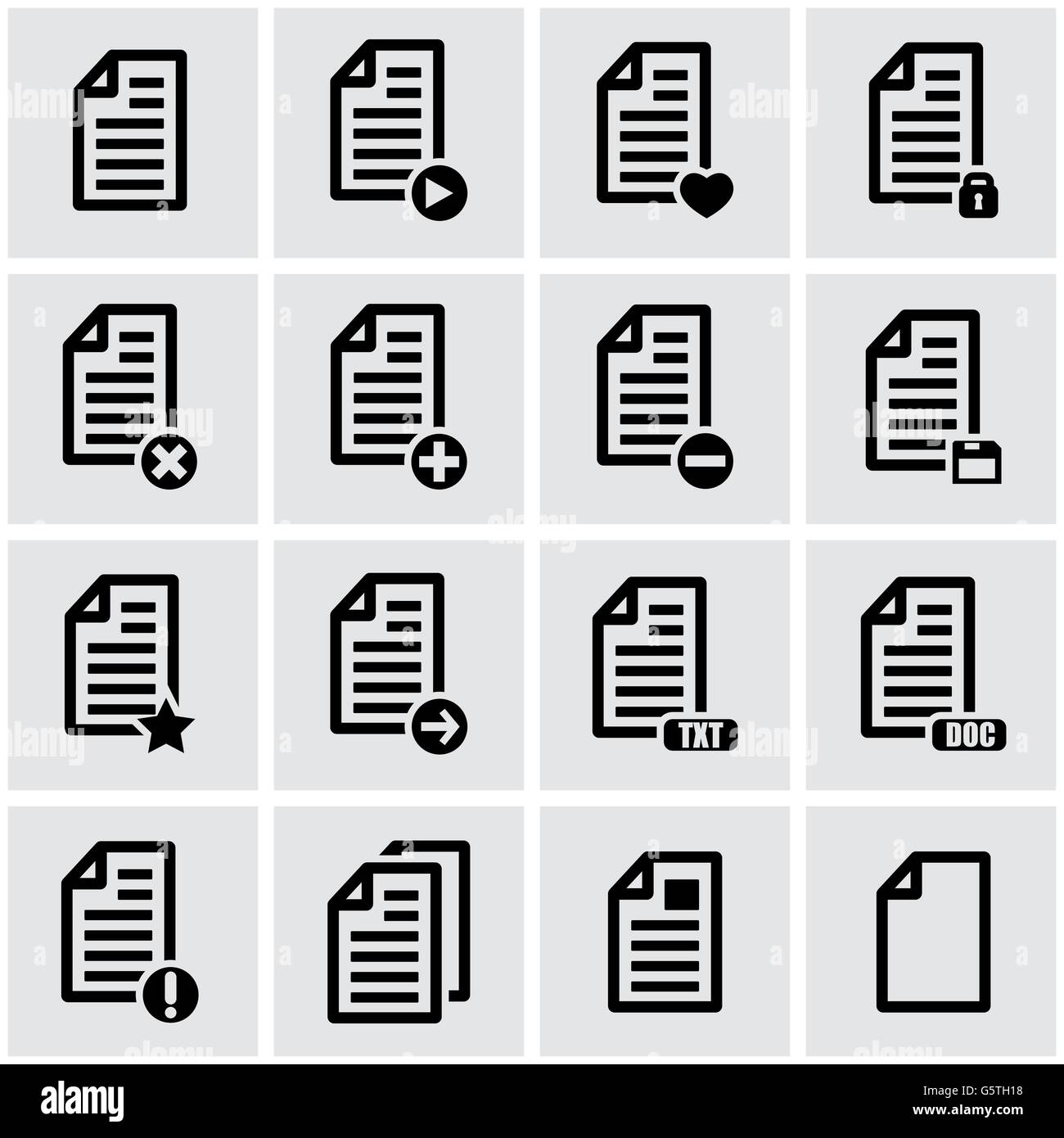 Vector black documents icon set Stock Vector Image & Art - Alamy
