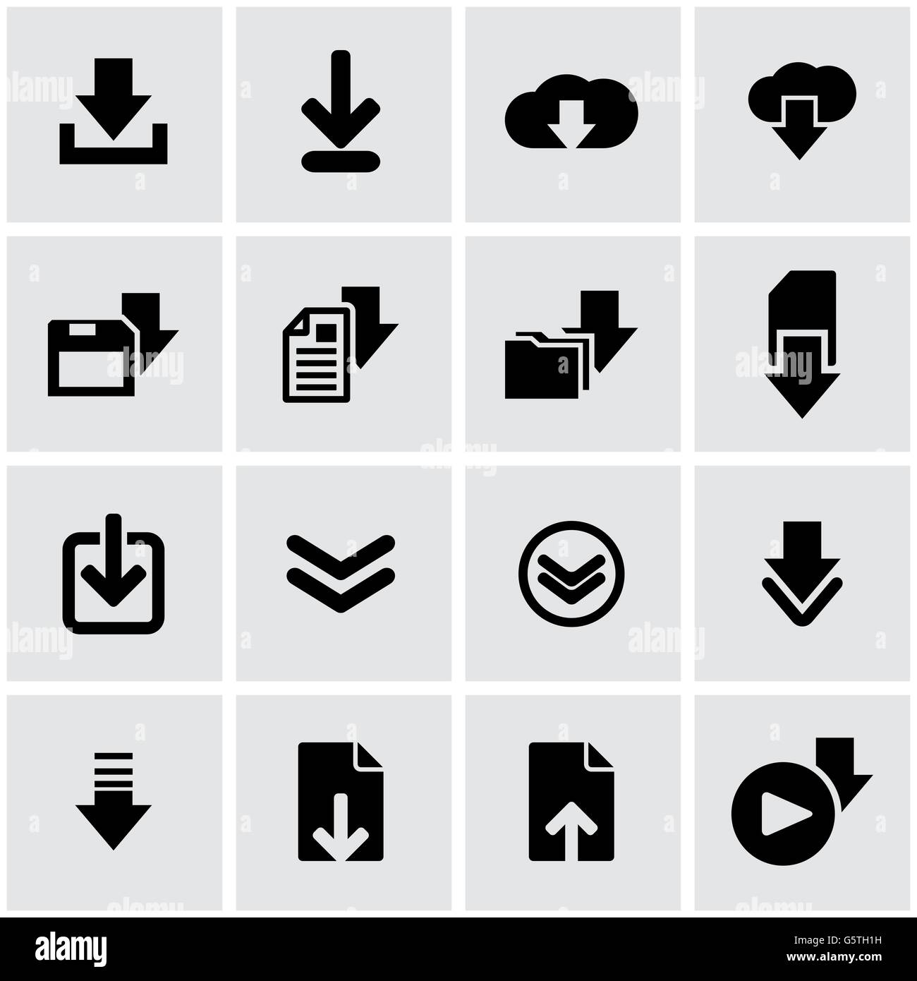 Vector black download icon set Stock Vector Image & Art - Alamy