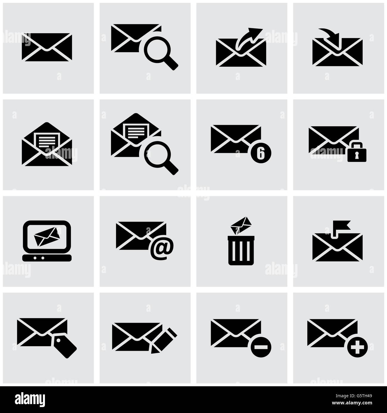 Vector black email icon set Stock Vector Image & Art - Alamy