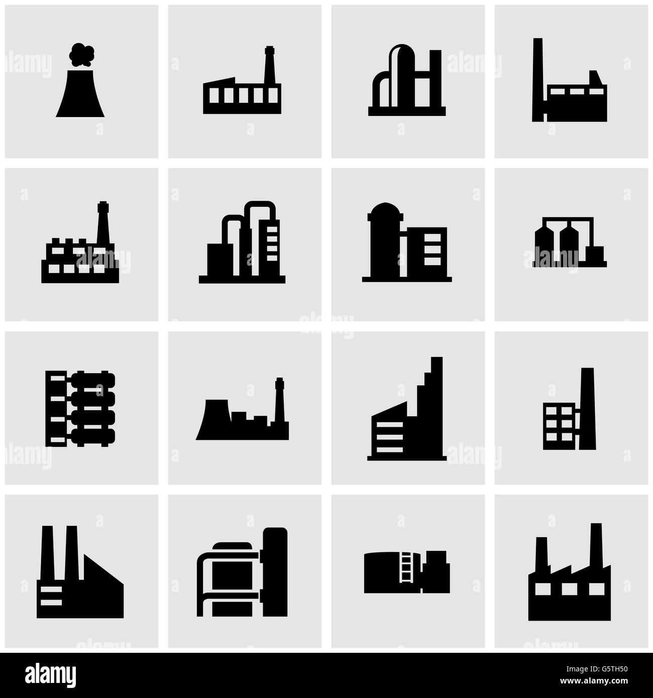 Vector black factory icon set Stock Vector Image & Art - Alamy